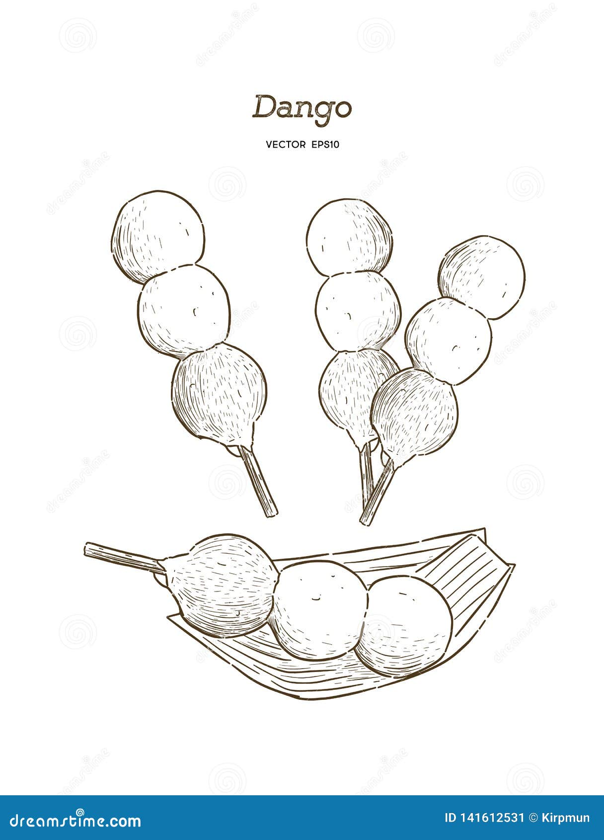 Dango, Japanese Dango Dessert with 3 Different Colors Stock Vector ...