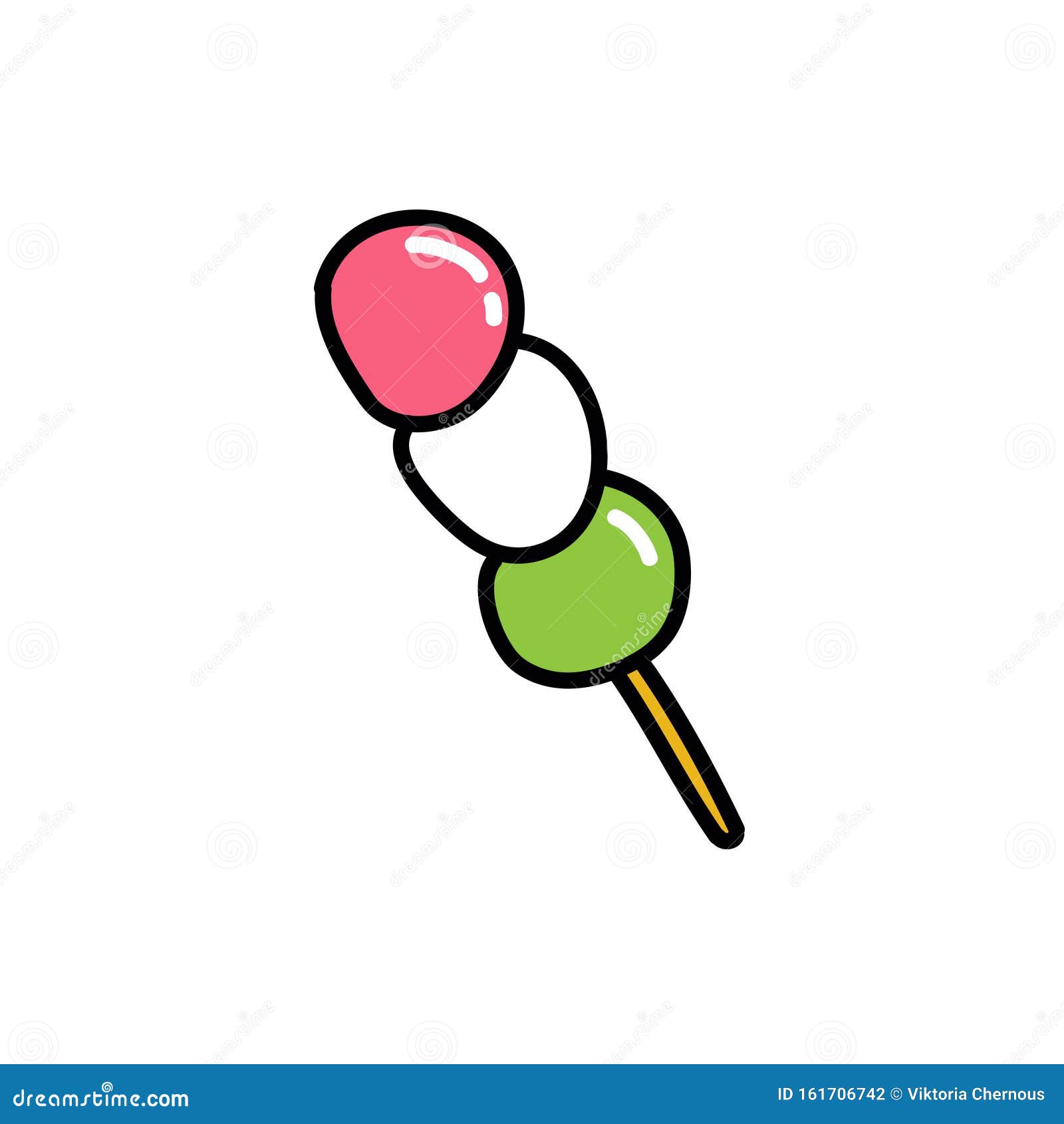 Dango Japanese Dessert Doodle Icon, Vector Illustration Stock ...