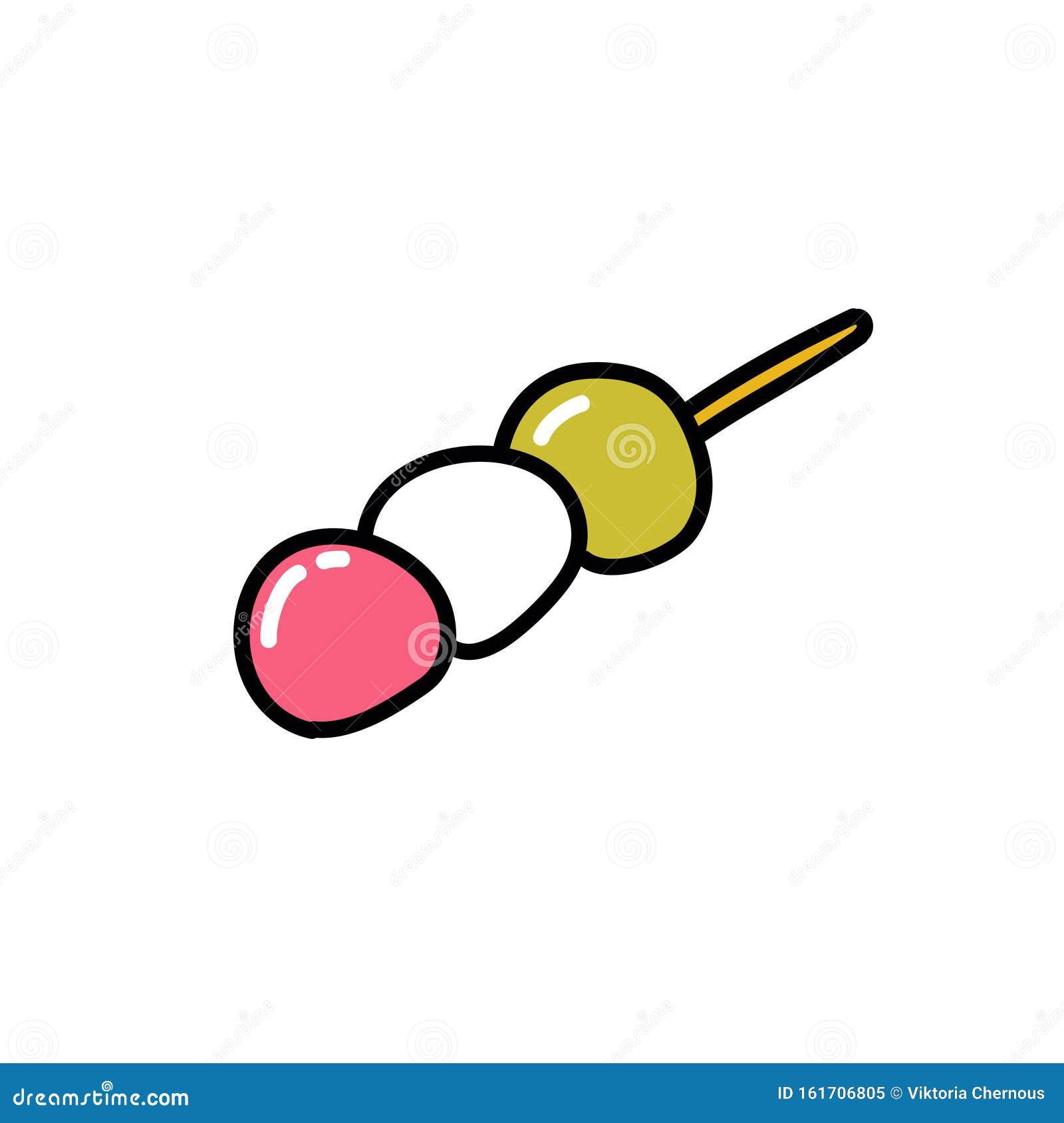 Dango Japanese Dessert Doodle Icon, Vector Illustration Stock ...
