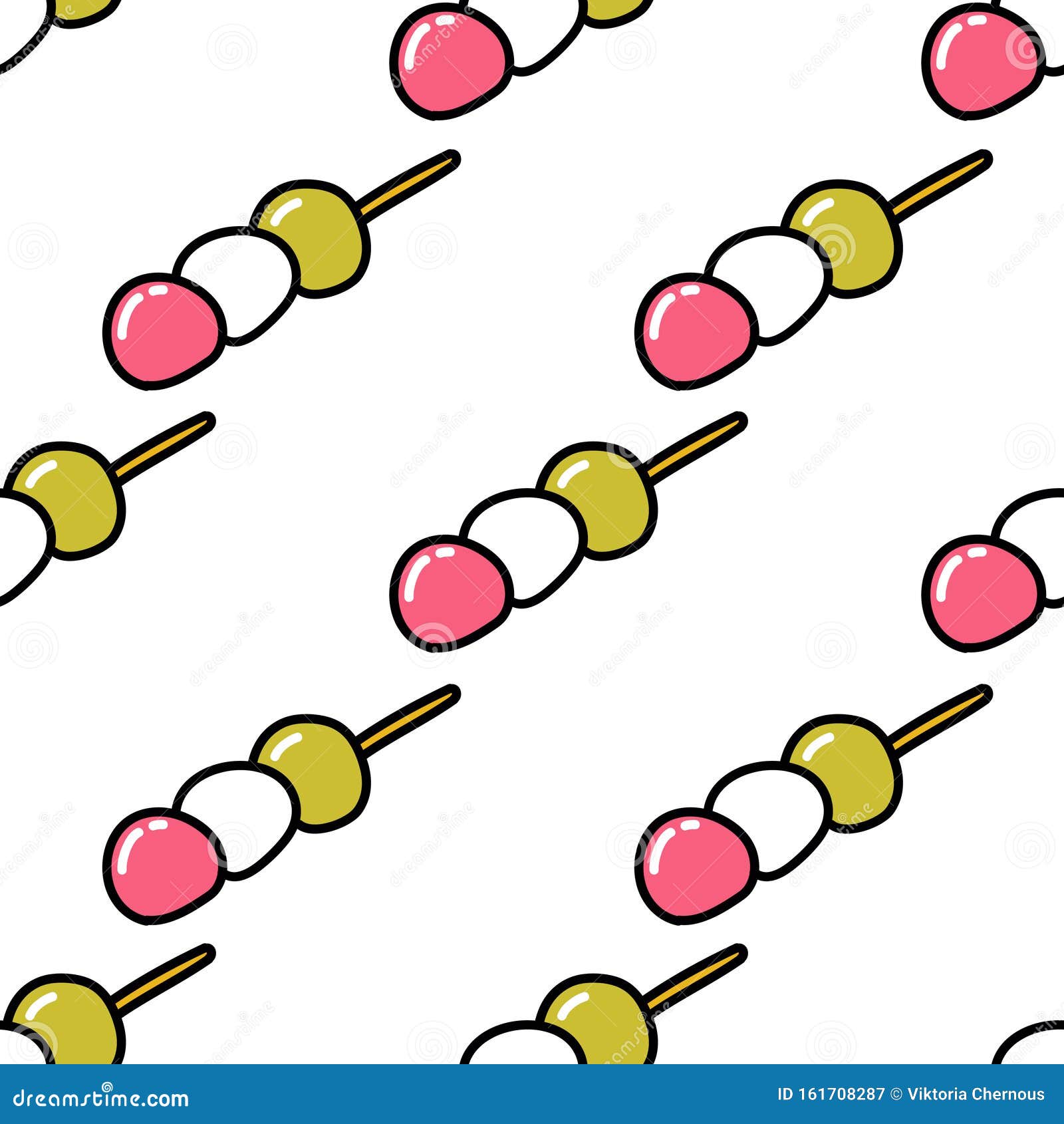 Dango Japanese Dessert Seamless Doodle Pattern, Vector Illustration ...