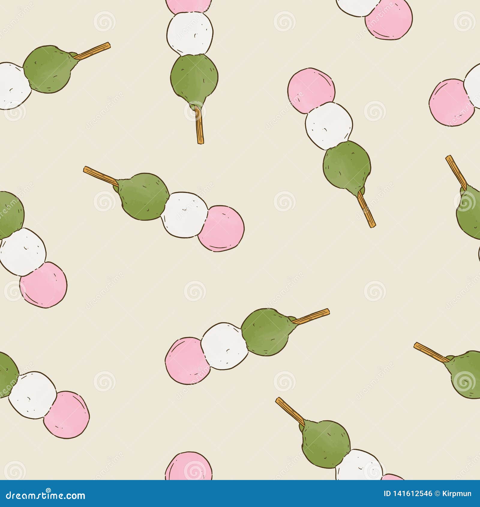 Dango Seamless Pattern Vector Illustration Stock Vector - Illustration ...