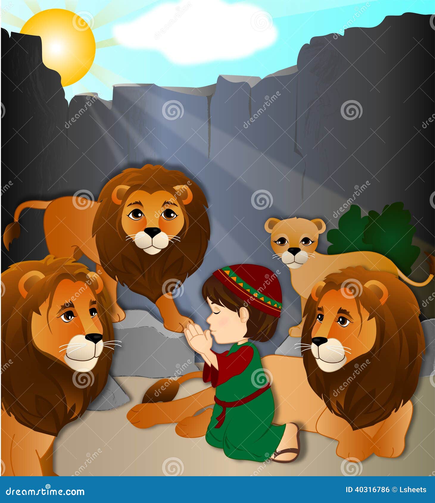 Daniel in the lions den stock illustration. Illustration of story ... Daniel in the lions den stock illustration. Illustration of story ...