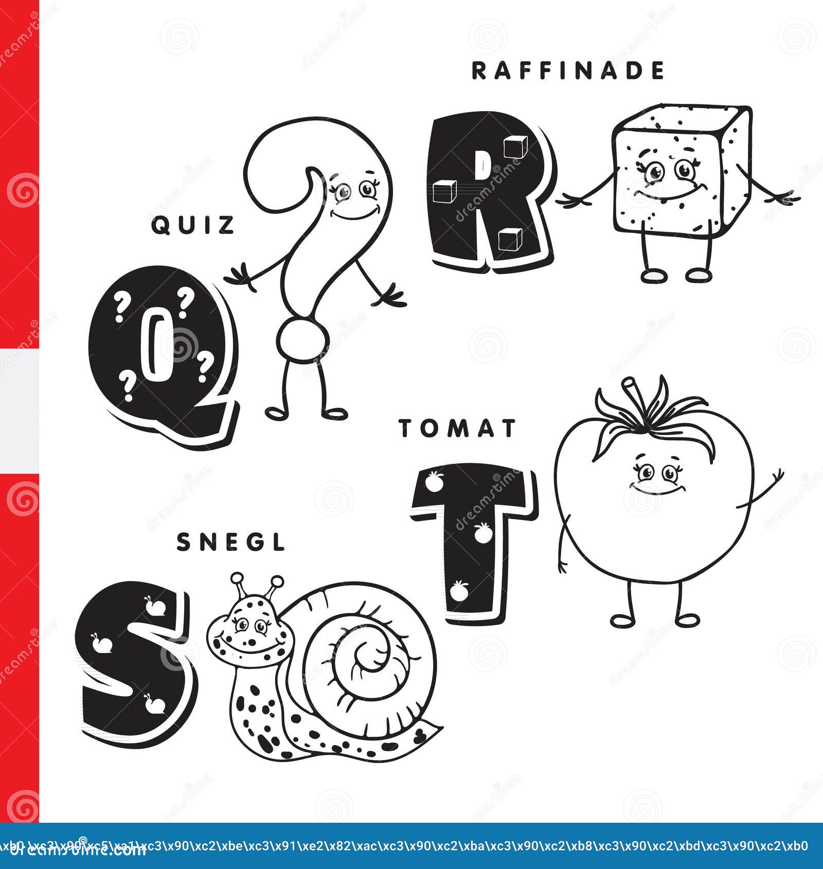 Danish Alphabet Poster For Kids Education Cartoon Vector ...