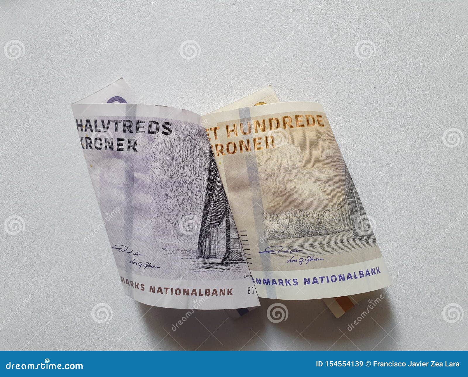 Danish Banknotes of Different Denominations and White Background Stock ...