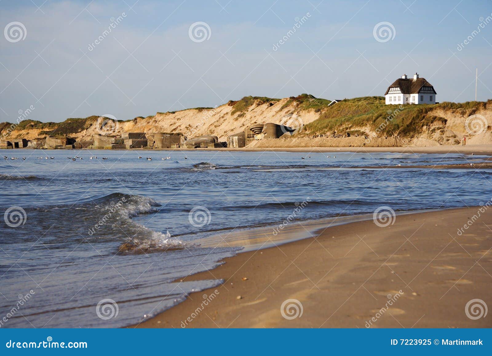 Danish beach landscape stock image. Image of buncker, white - 7223925
