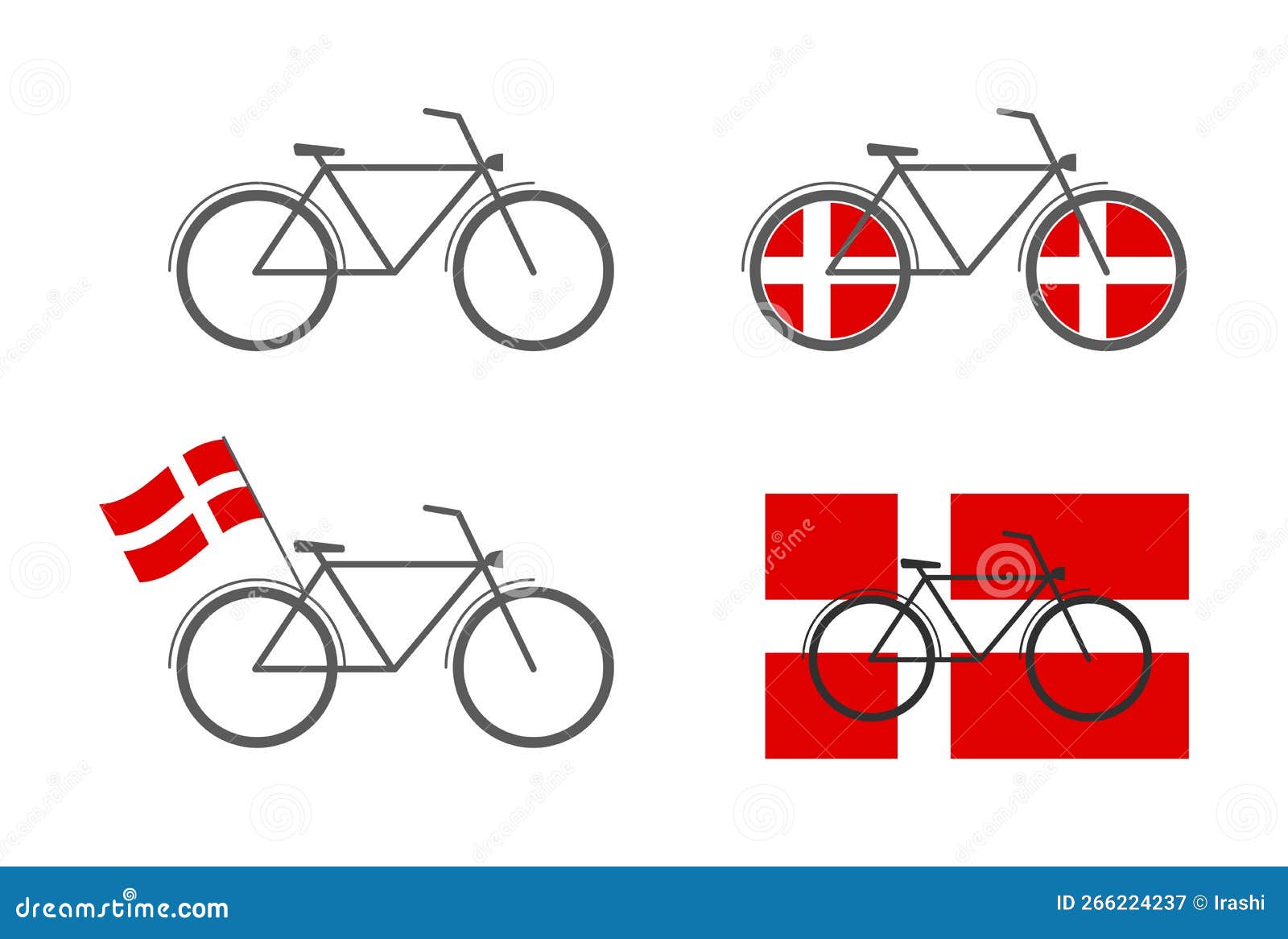 Danish bicycle icon stock vector. Illustration of national - 266224237