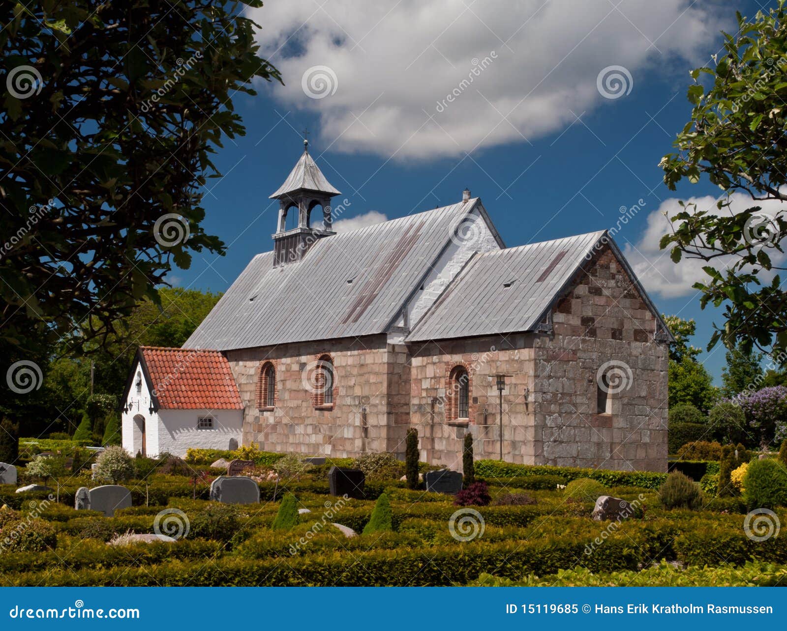 Danish Church stock image. Image of denmark, hedge, granite - 15119685