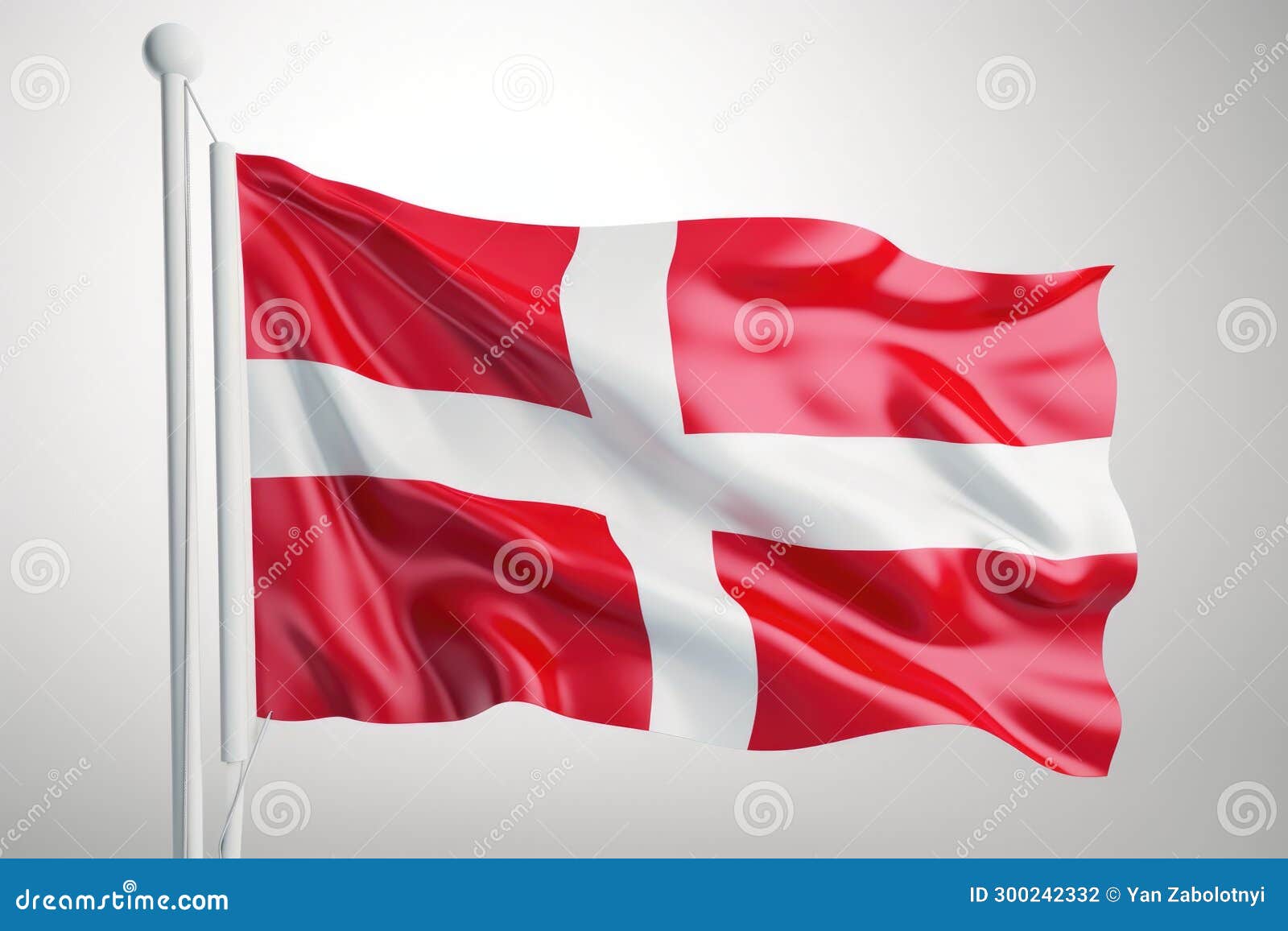 The Danish Flag Against a White Backdrop Stock Illustration ...