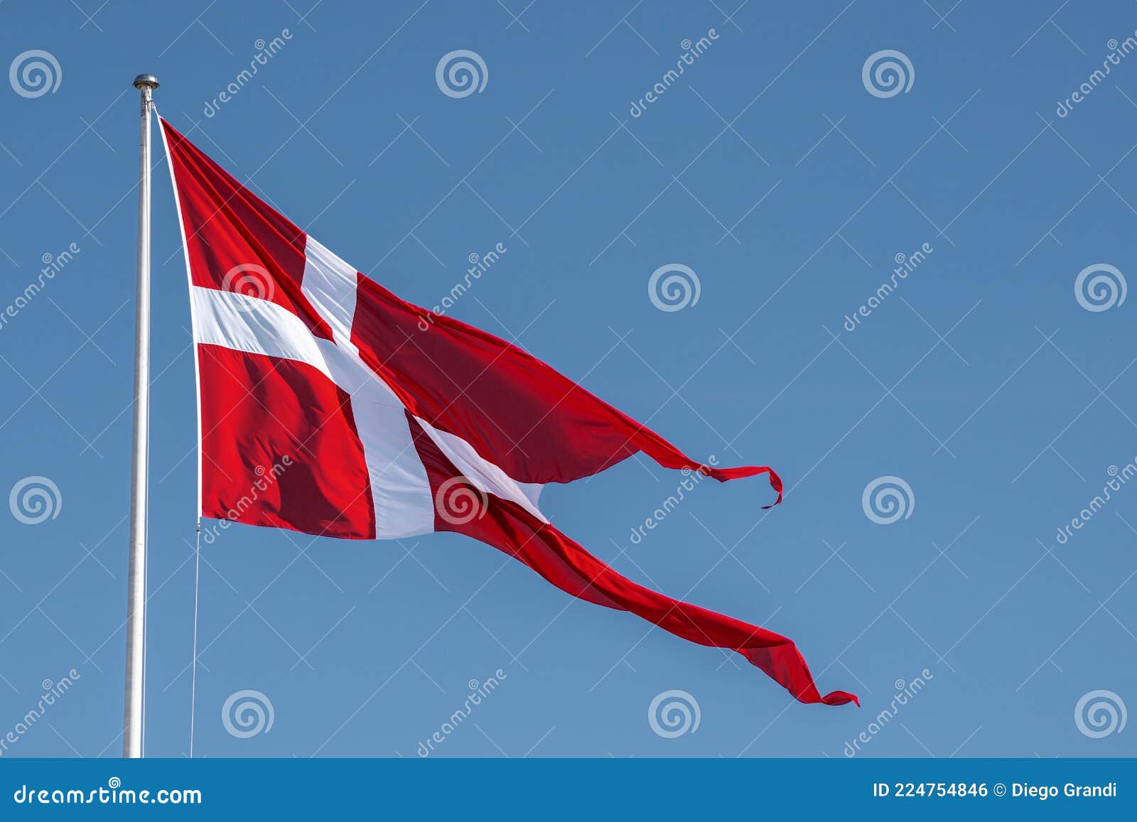 Danish Flag Also Called Dannebrog - Copenhagen, Denmark Stock Photo ...