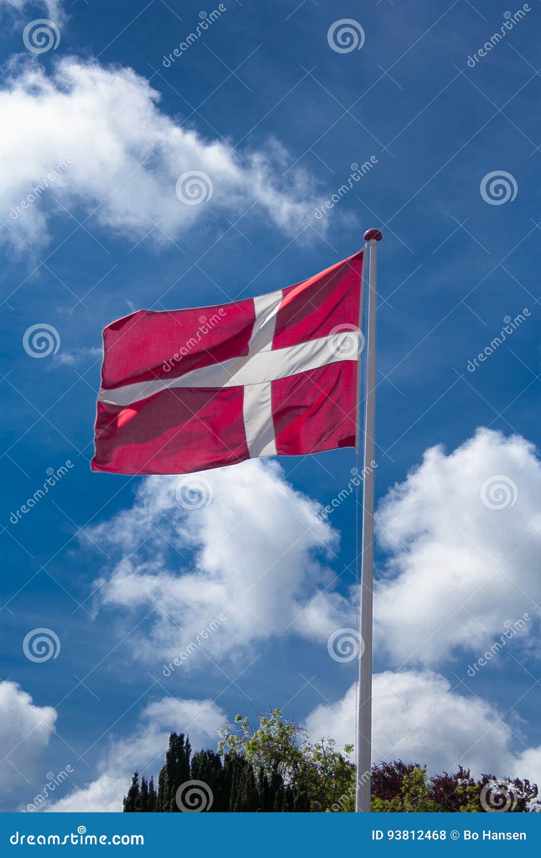 Danish Flag stock photo. Image of blowing, clouds, blue - 93812468