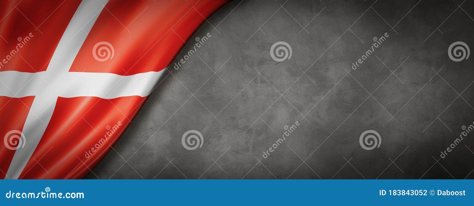 Danish Flag on Concrete Wall Banner Stock Illustration - Illustration ...