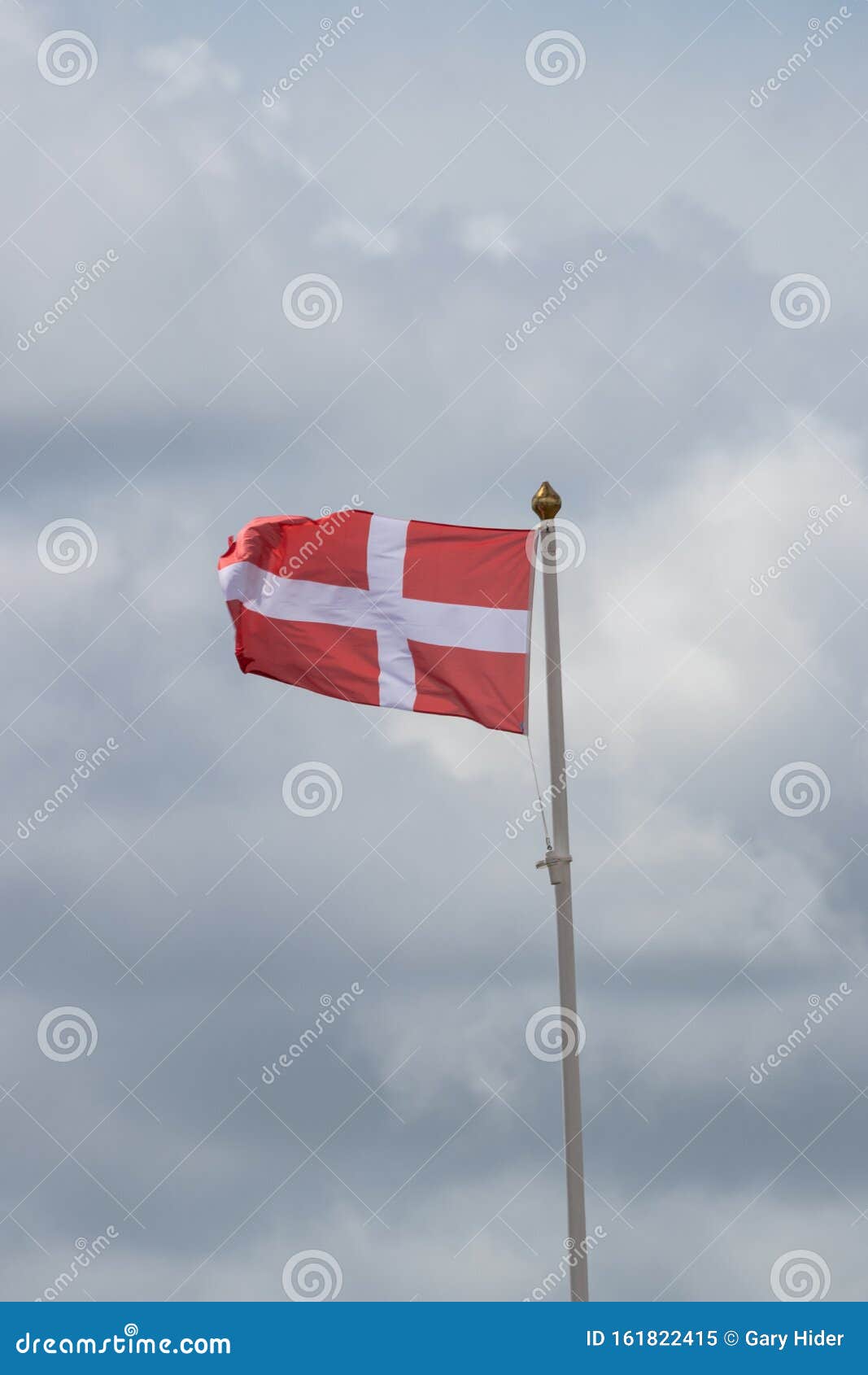 A Danish Flag Flying from a Flagpole Stock Image - Image of flagpole ...