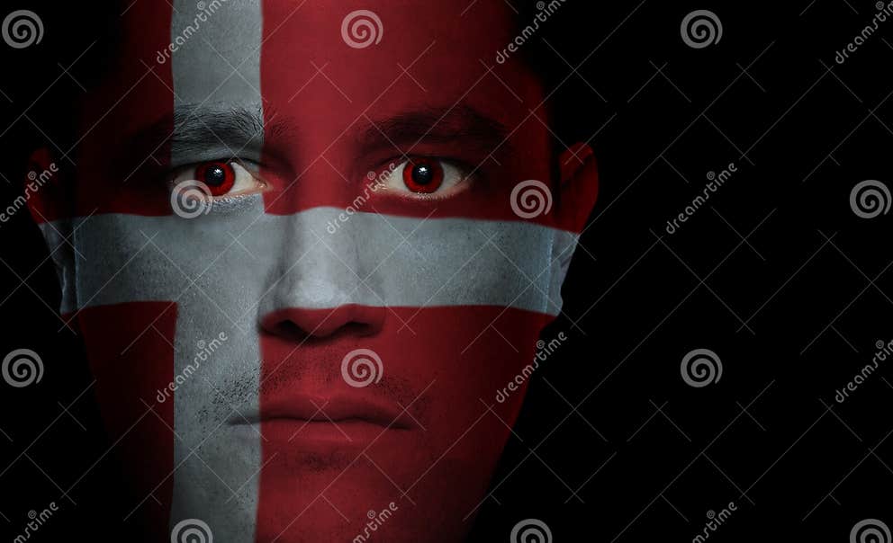 Danish Flag - Male Face stock photo. Image of country - 3133112
