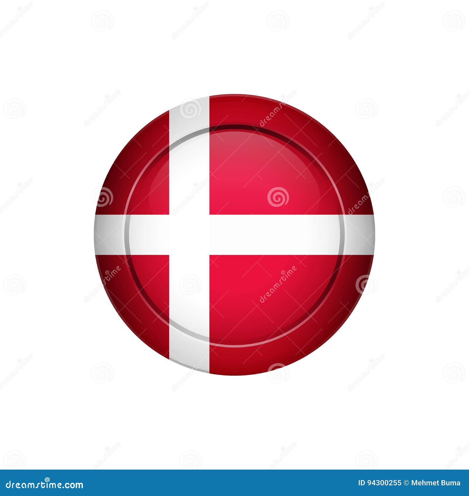 Danish Flag on the Round Button, Illustration Stock Vector ...