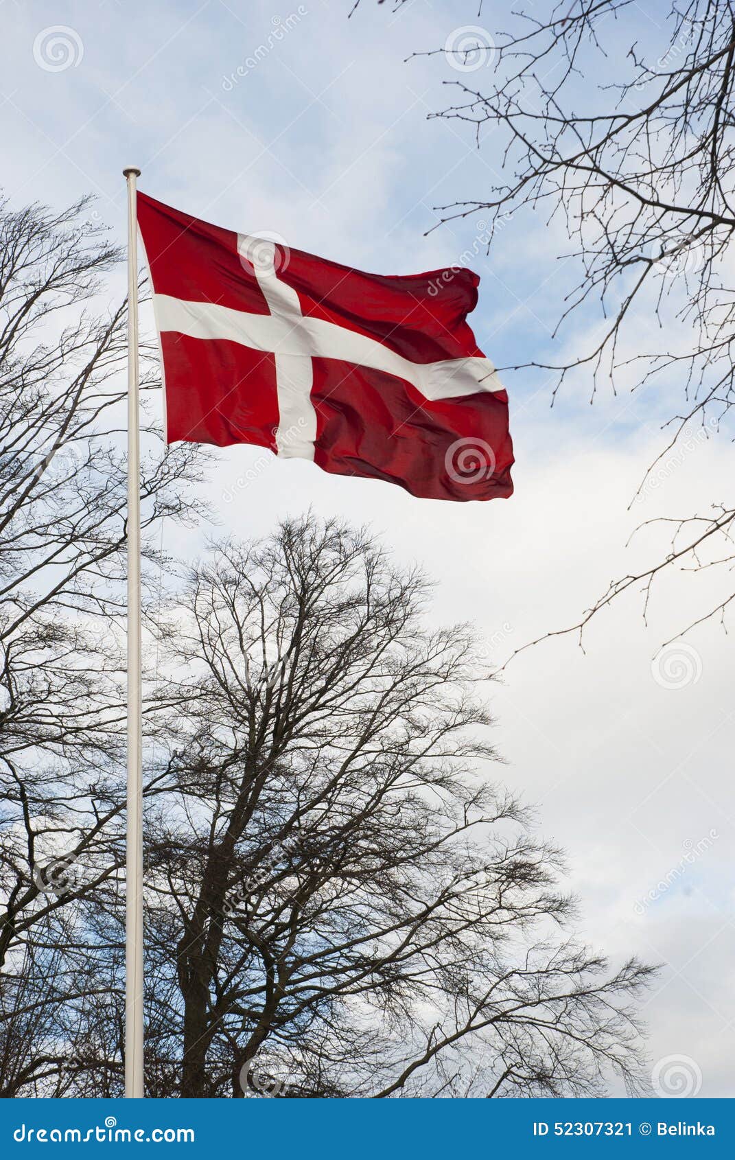 Danish Flag Waving in the Wind Stock Image - Image of patriotic ...