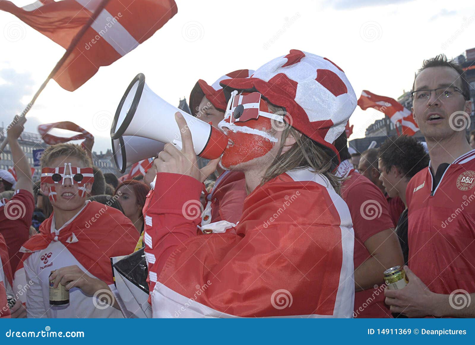 DANISH FOOTBALL FANS editorial stock image. Image of creative - 14911369