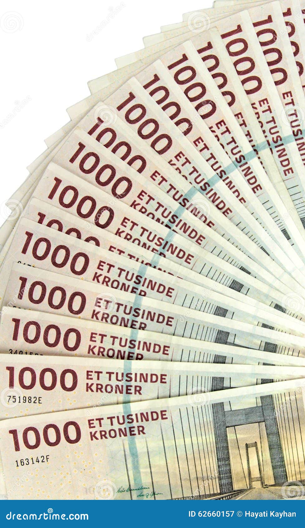 100 Danish Krone Banknote, Front And Back Banknote On The Flag Of ...