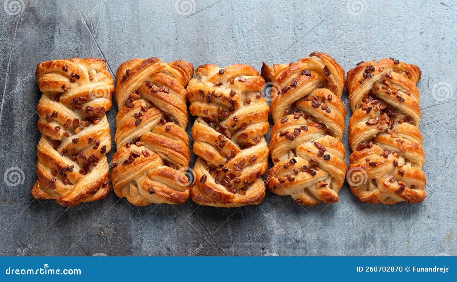Danish Maple Syrup, Pecan Nuts Plaits Pastry Stock Photo - Image of ...
