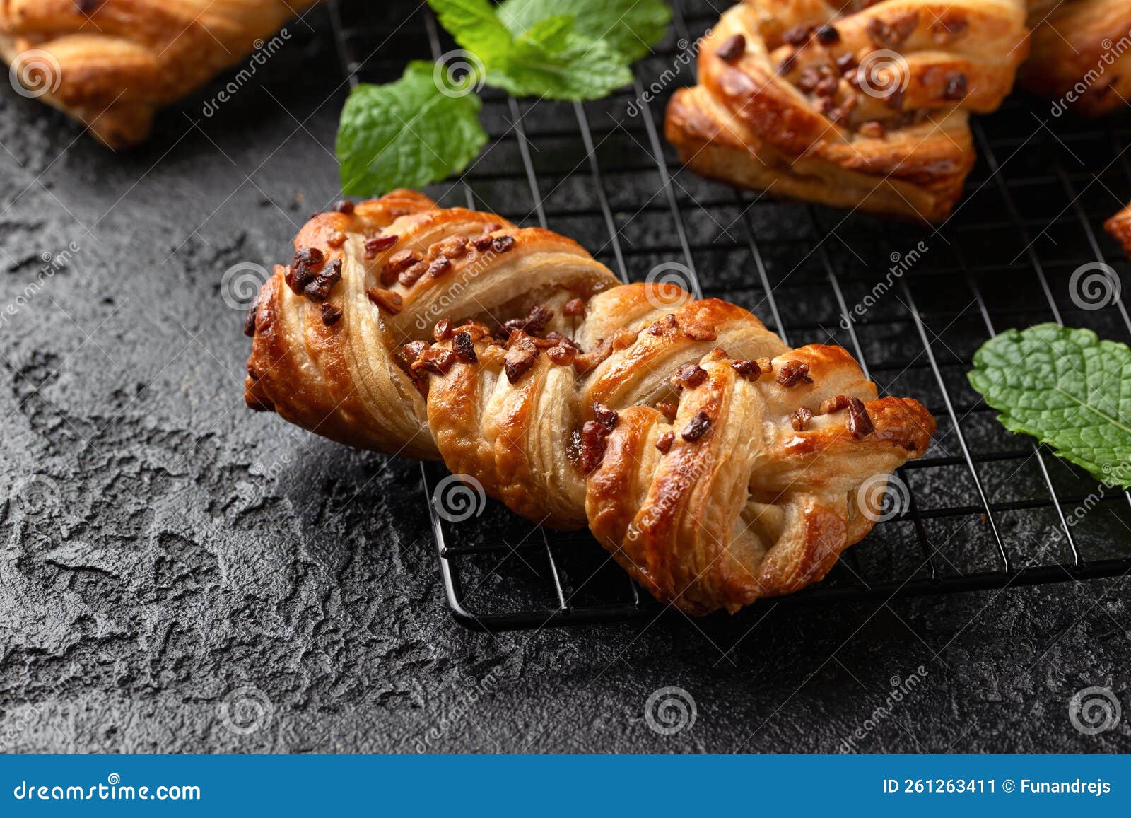 Danish Maple Syrup, Pecan Nuts Plaits Pastry Stock Image - Image of ...