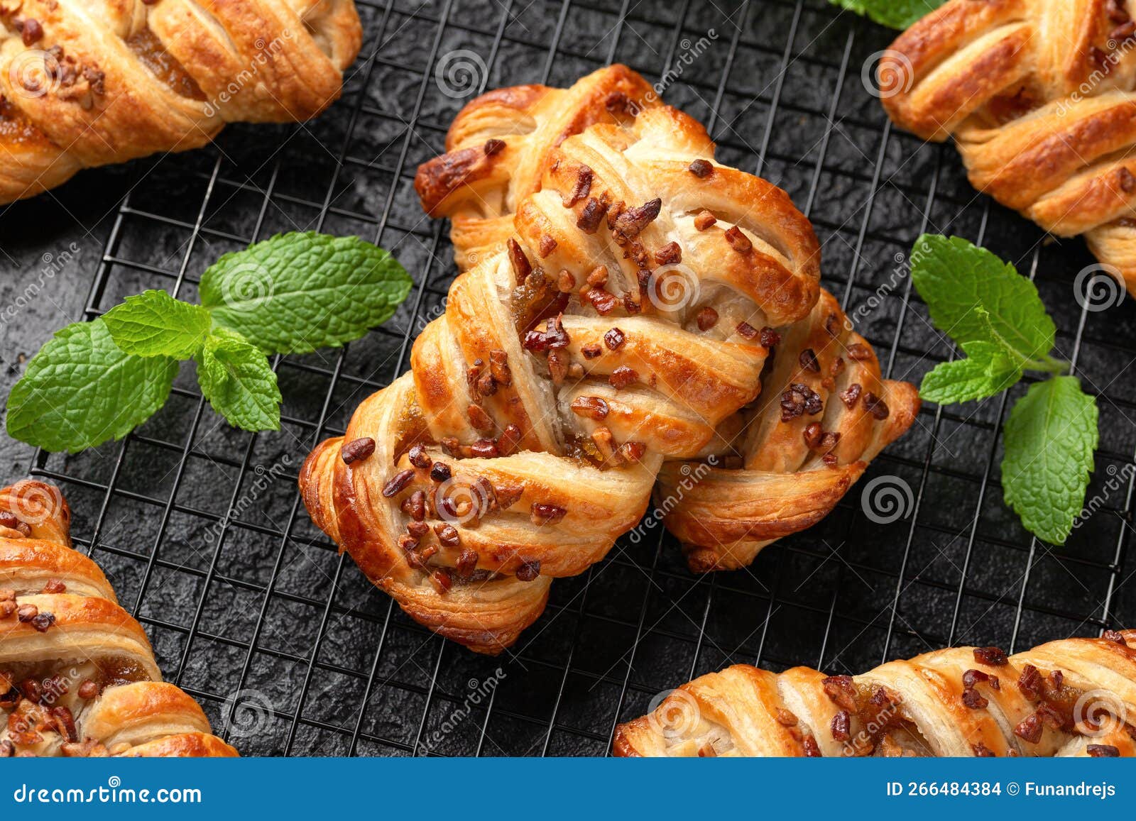 Danish Maple Syrup, Pecan Nuts Plaits Pastry Stock Photo - Image of ...