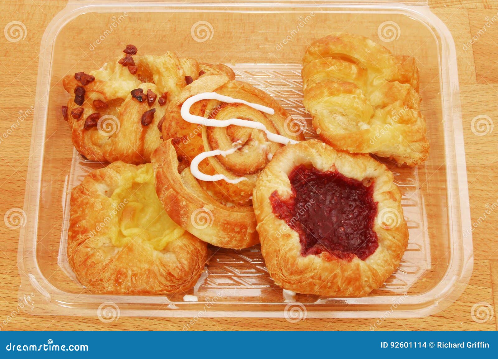 Danish Pastries in a Carton Stock Photo - Image of iced, wood: 92601114