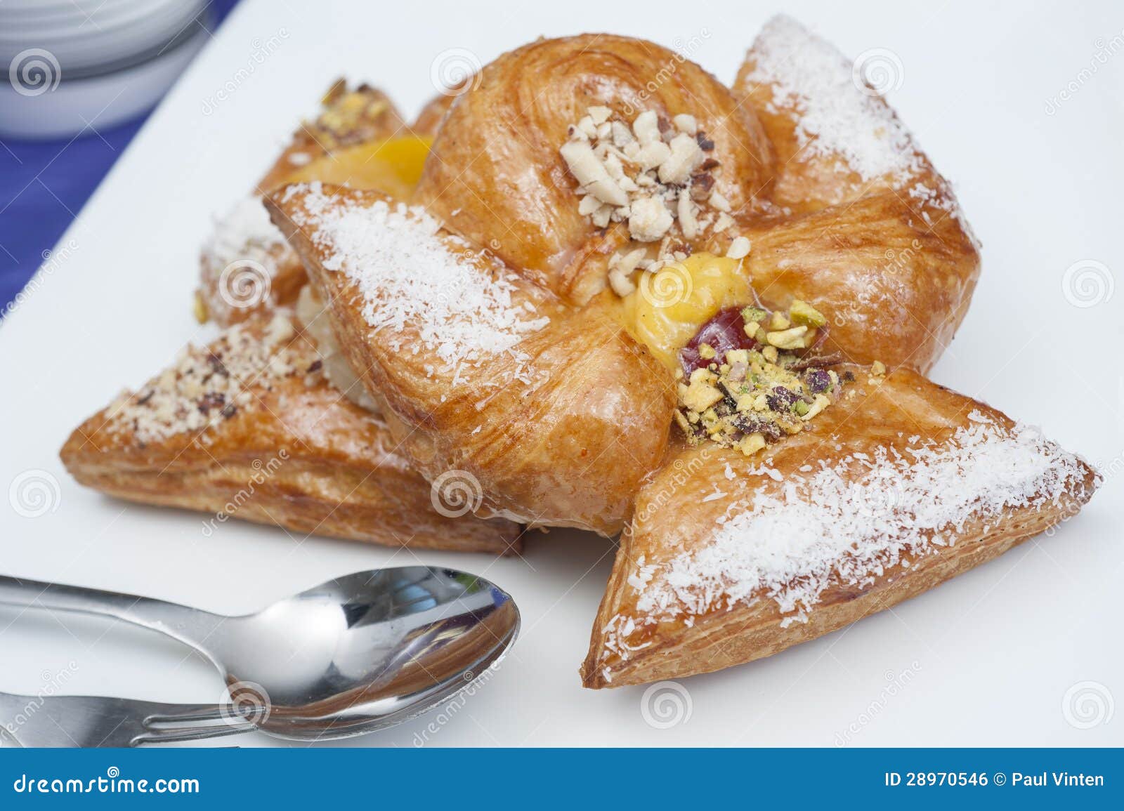 Danish pastry on a plate stock photo. Image of pastry - 28970546