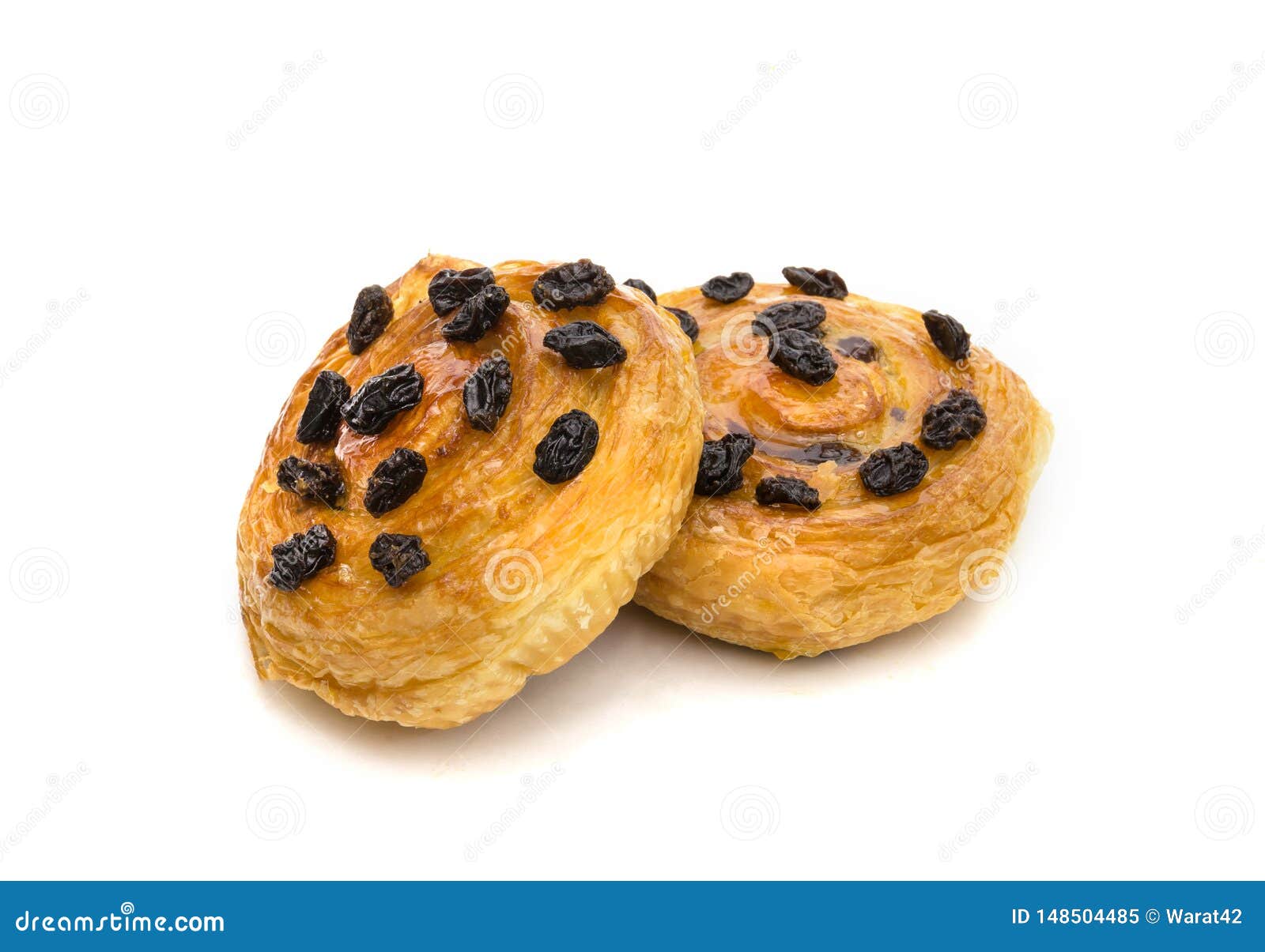 Danish Pastry with Raisin Isolated on White Stock Image - Image of ...