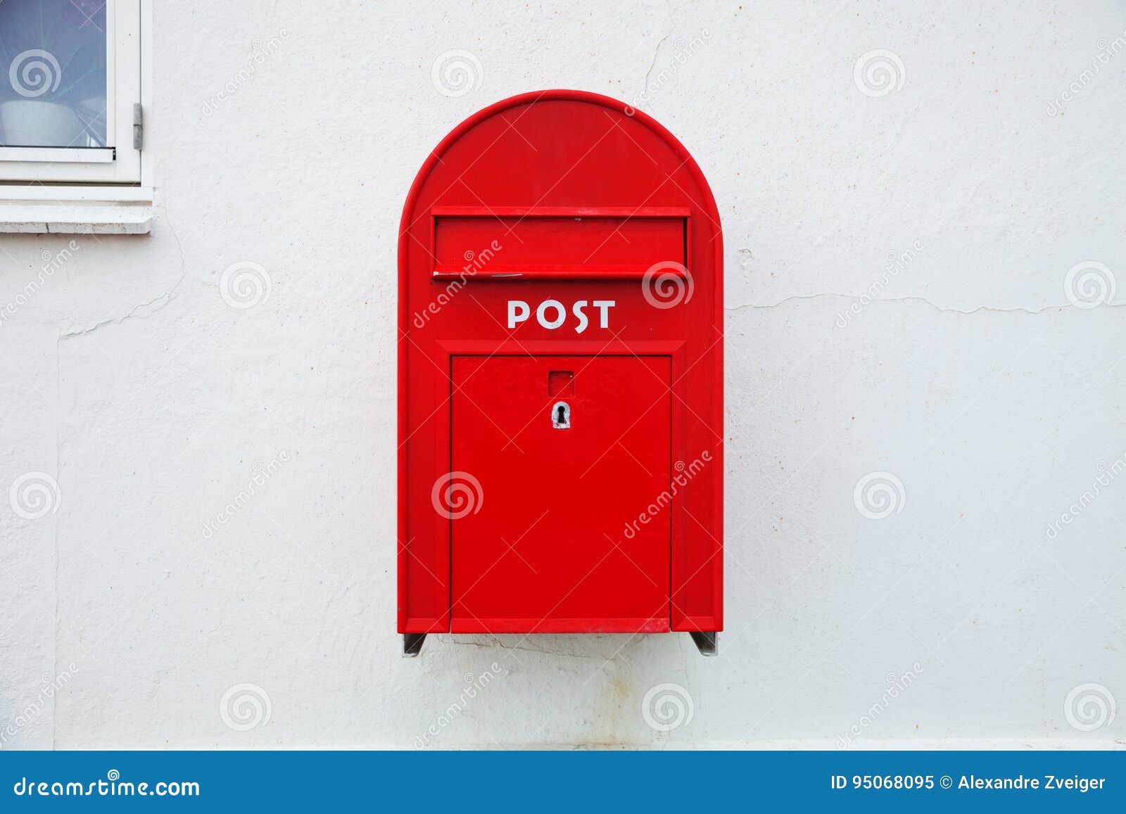 Danish Red Mailbox on the Wall Stock Image - Image of background ...