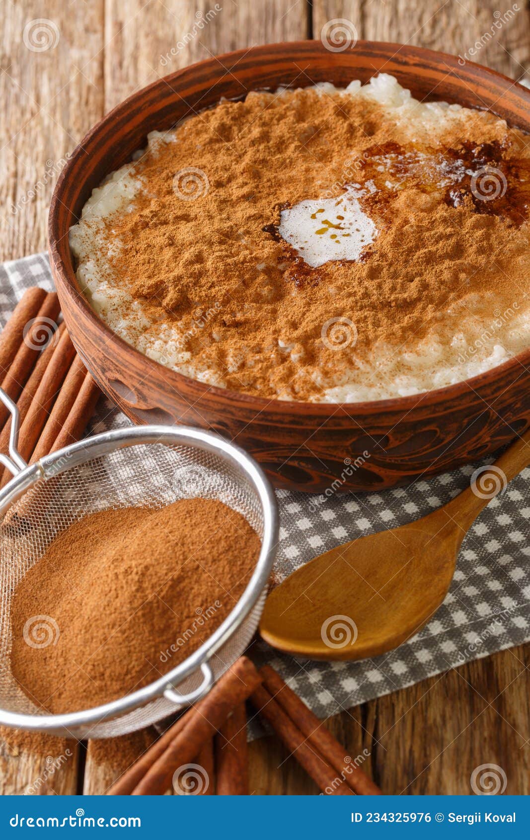 Danish Rice Pudding Also Known As Risengrod with Sugar, Butter and ...