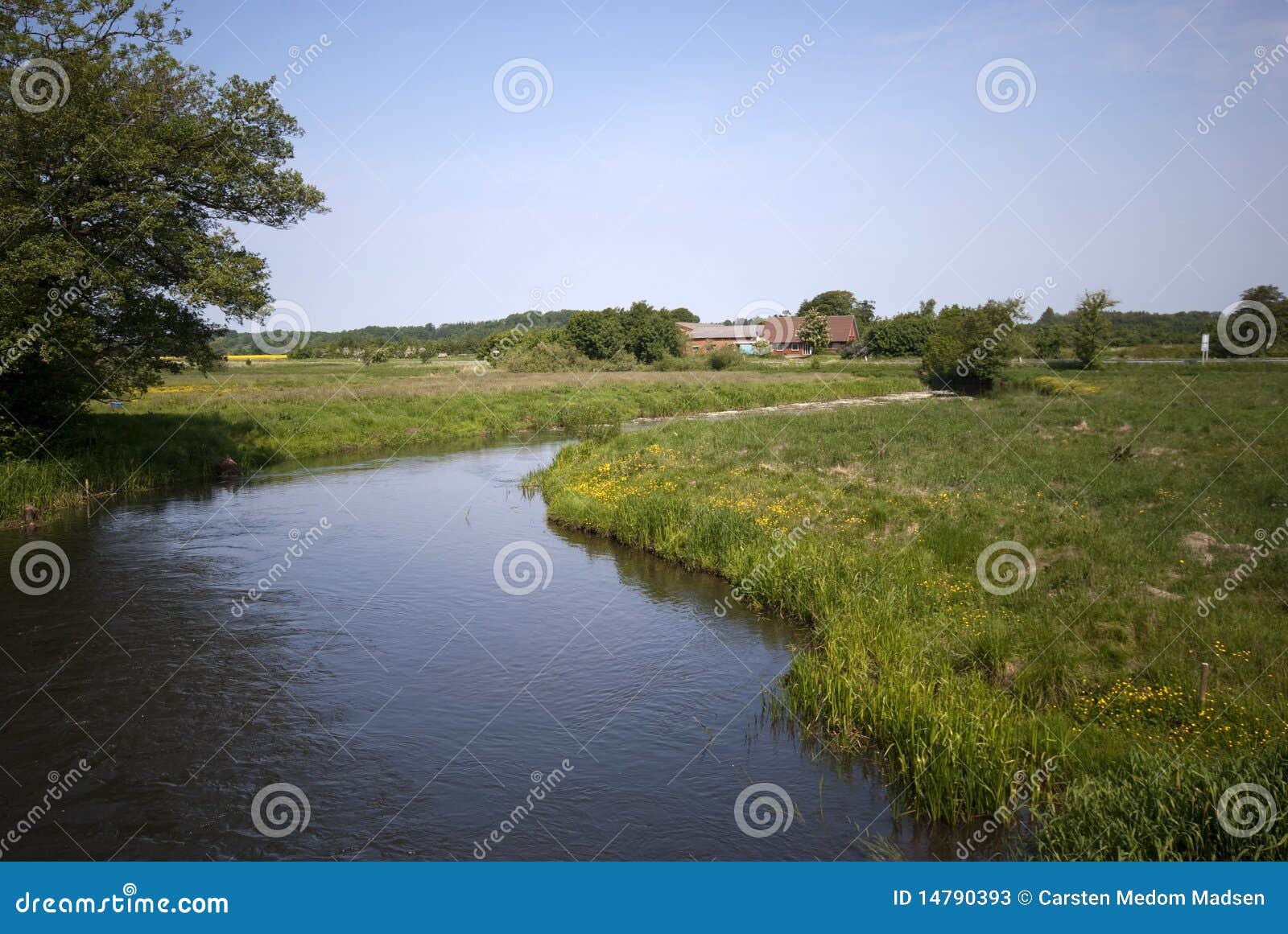 Danish river landscape stock image. Image of nature, field - 14790393