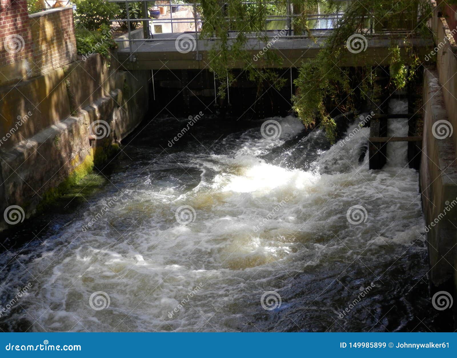 Danish Waterway Sluice with Gushing Water Stock Image - Image of ...
