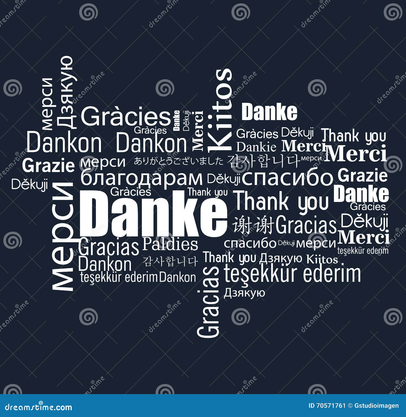 Dank Im Unterschiedlichen Sprachdesign Stock Abbildung - Illustration ...