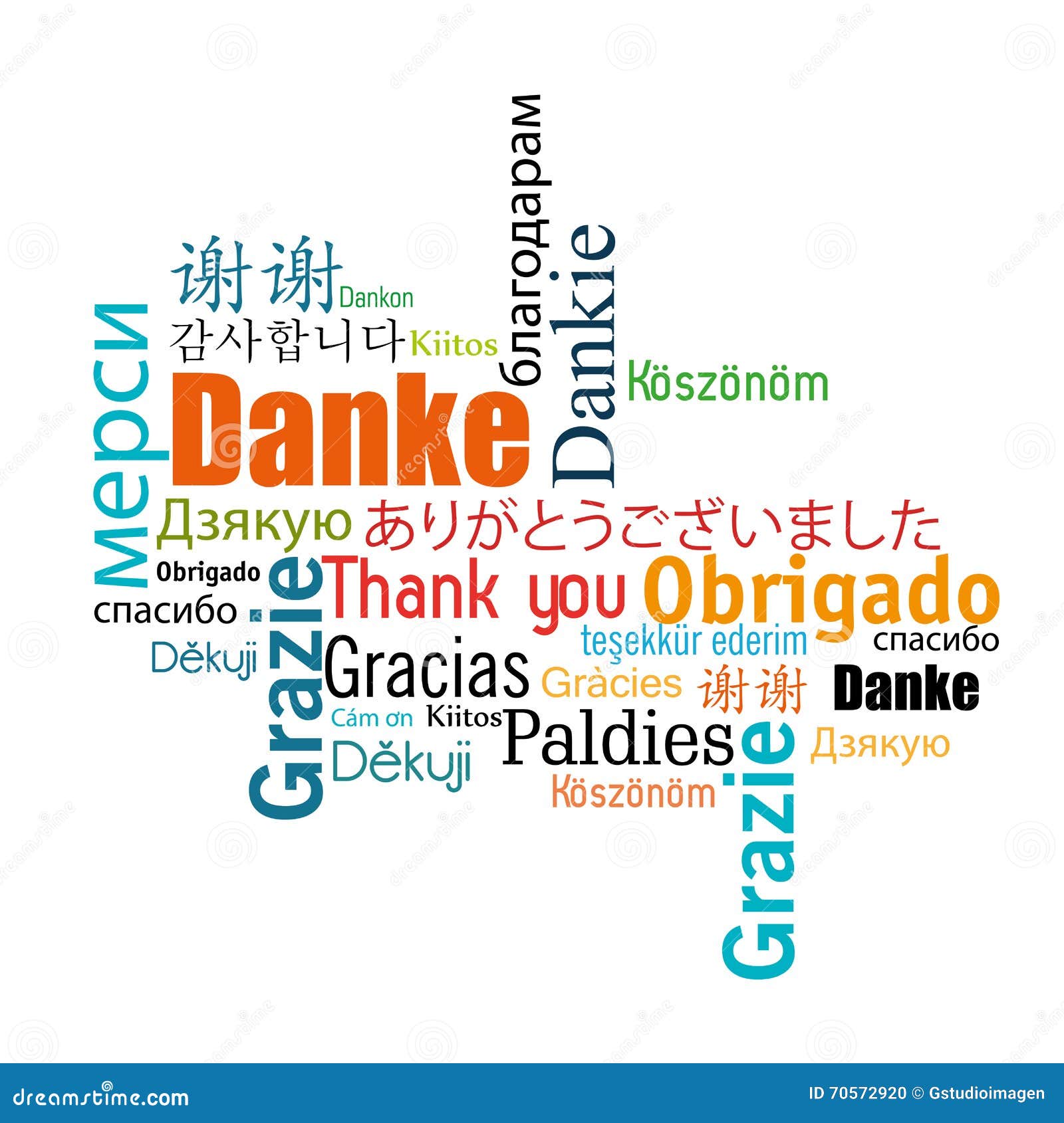 Dank Im Unterschiedlichen Sprachdesign Stock Abbildung - Illustration ...
