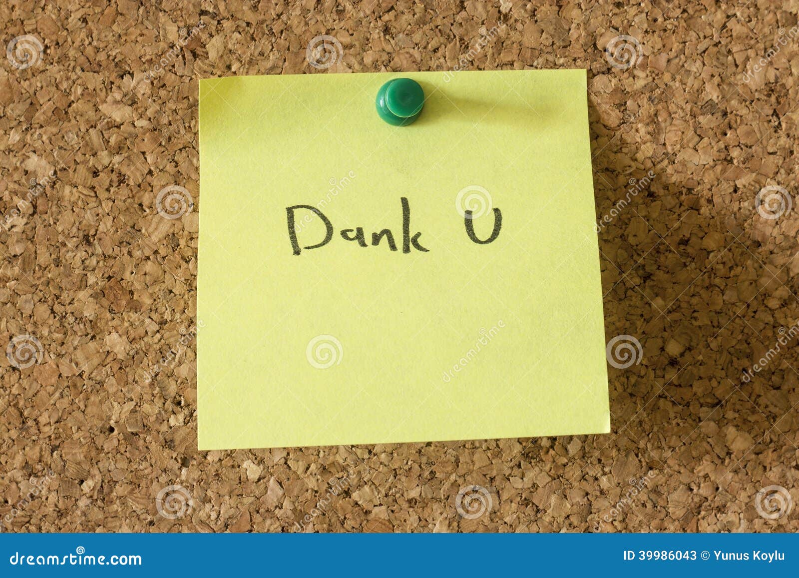 Dank U Note stock image. Image of danke, yellow, cork - 39986043