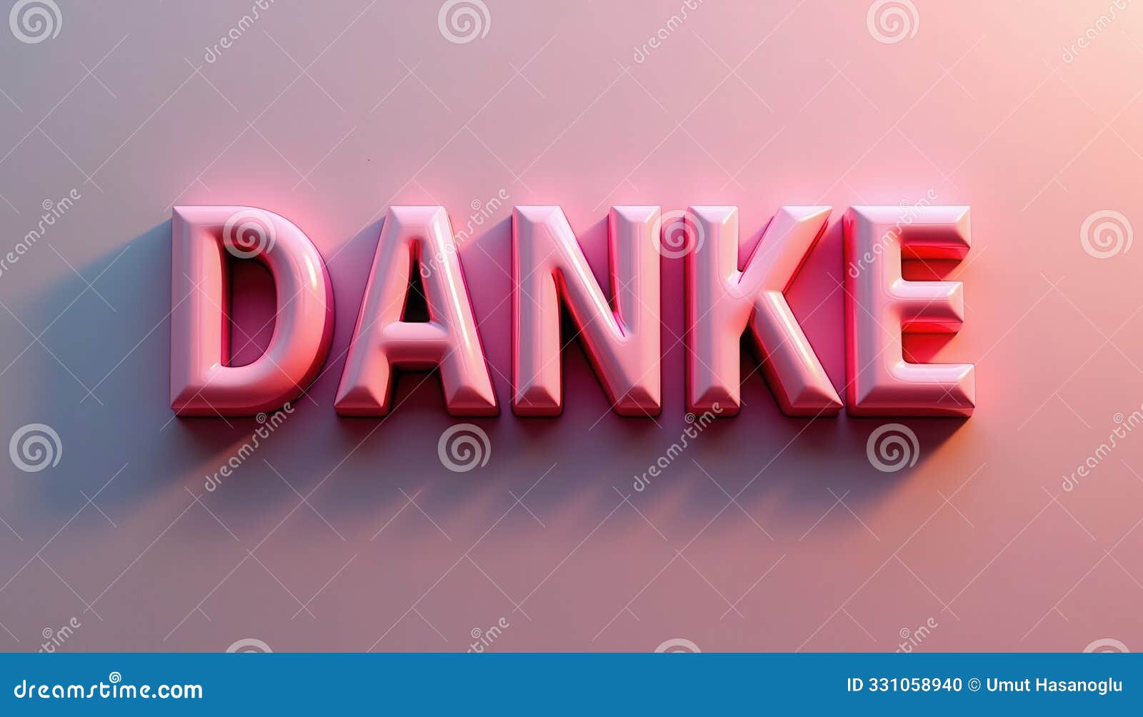 Danke Text in Bold, Shiny Pink Letters with a Soft Gradient Background ...