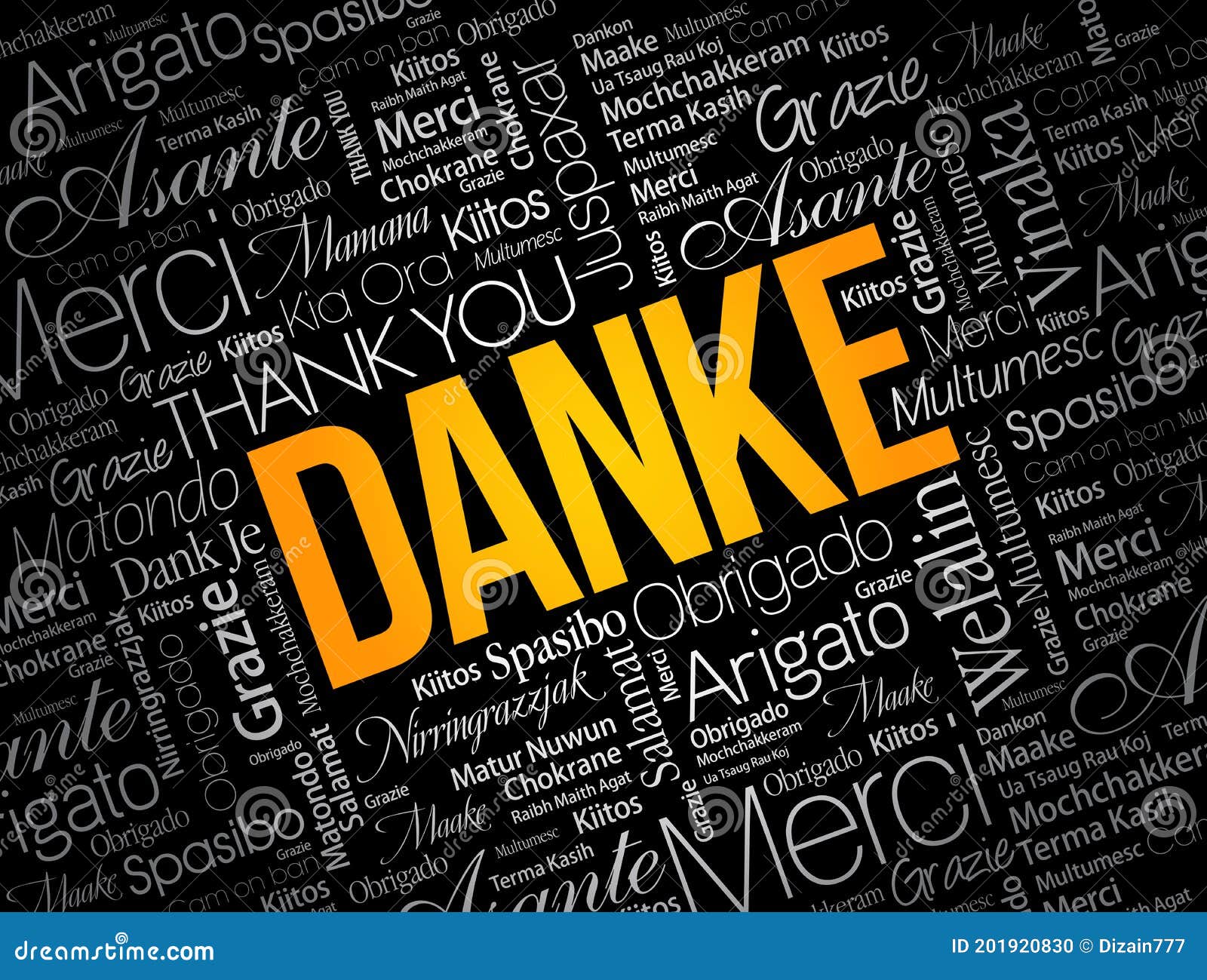 Danke (Thank You in German) Word Cloud Stock Illustration ...