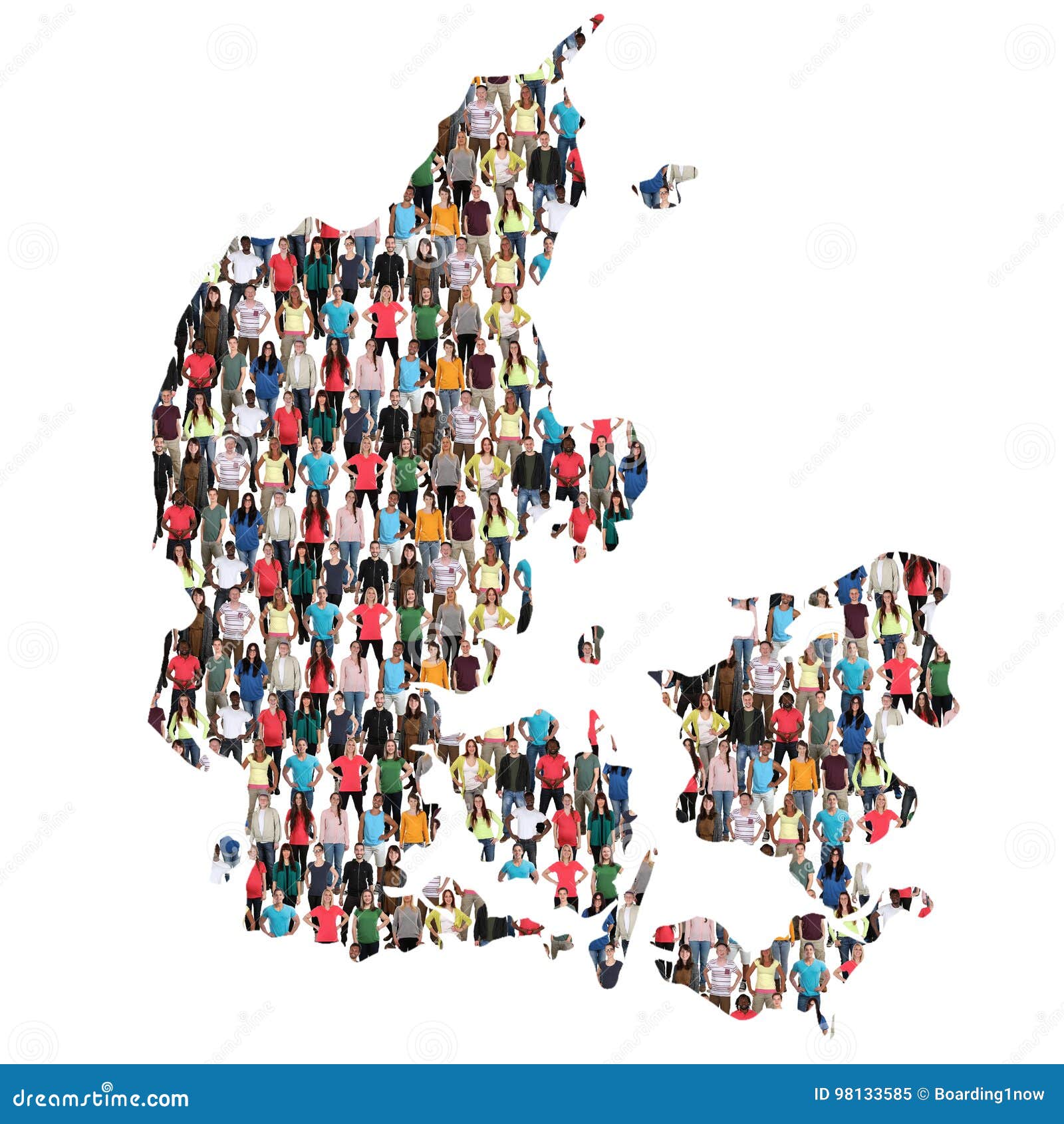 Danmark Map Multicultural Group Of People Integration Immigration ...