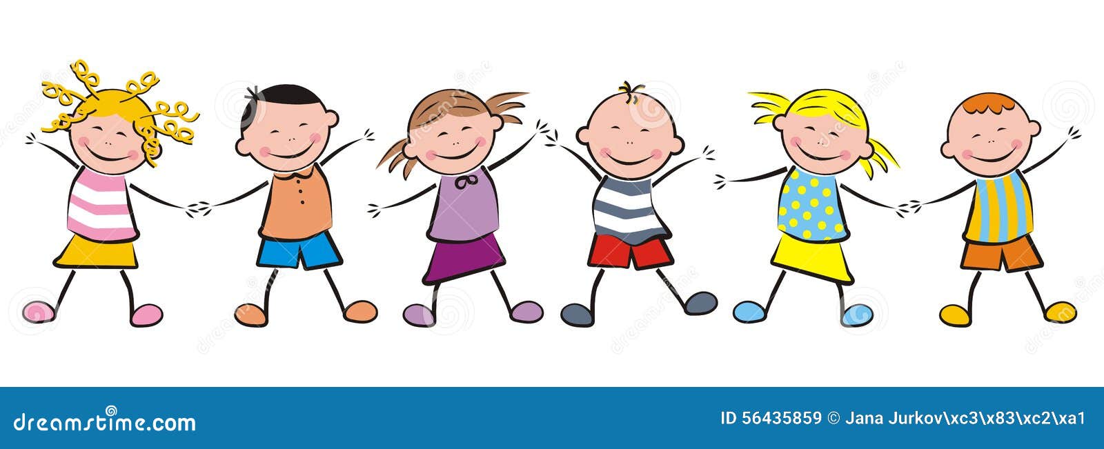 Dansende kinderen vector illustratie. Illustratie bestaande uit cavort ...