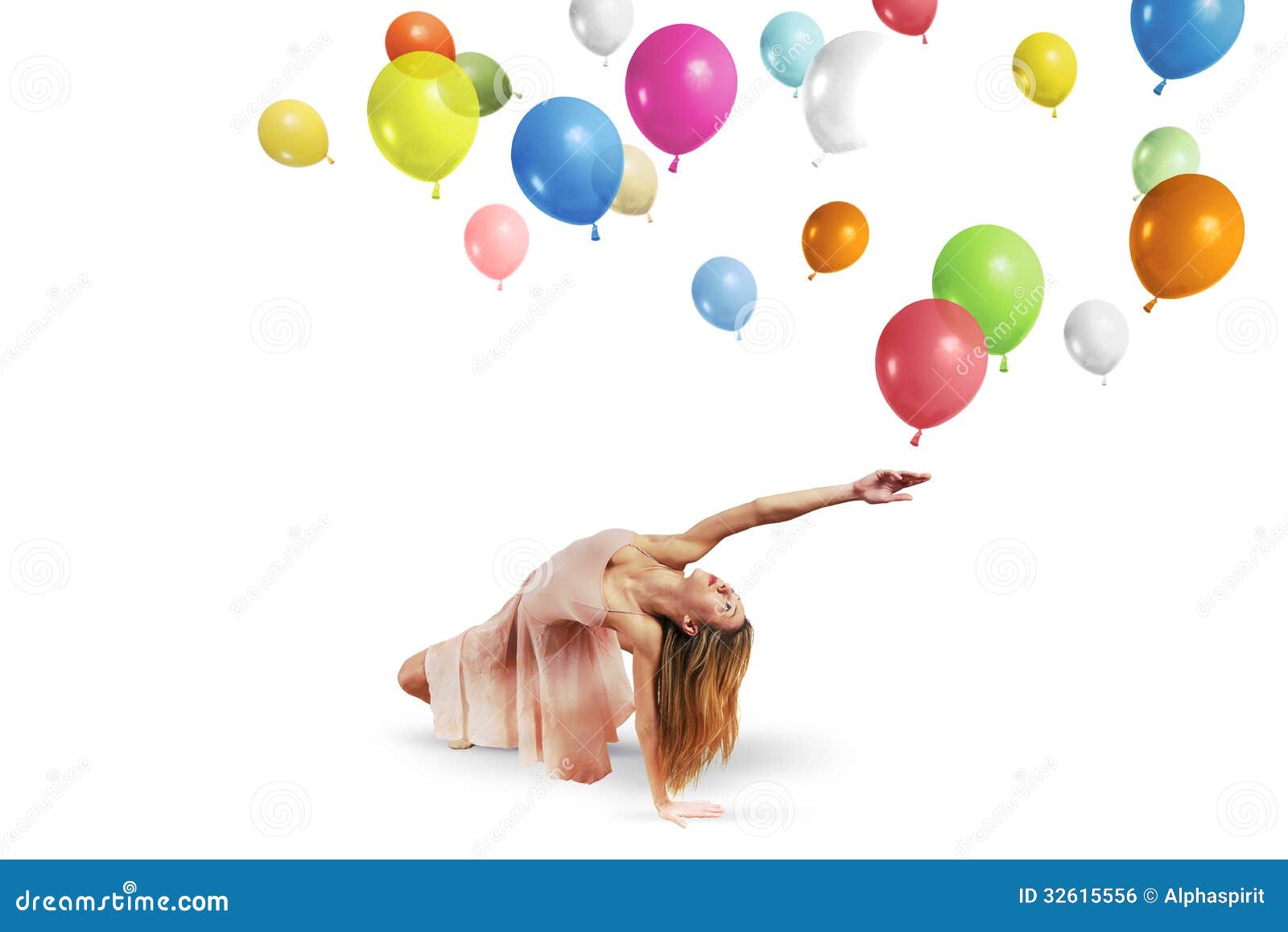 Danser met ballons stock foto. Image of bewolkt, mooi - 32615556