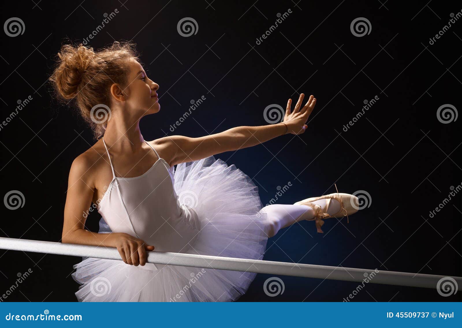 Danseur Classique Posant Par La Barre Image stock - Image du couleur ...