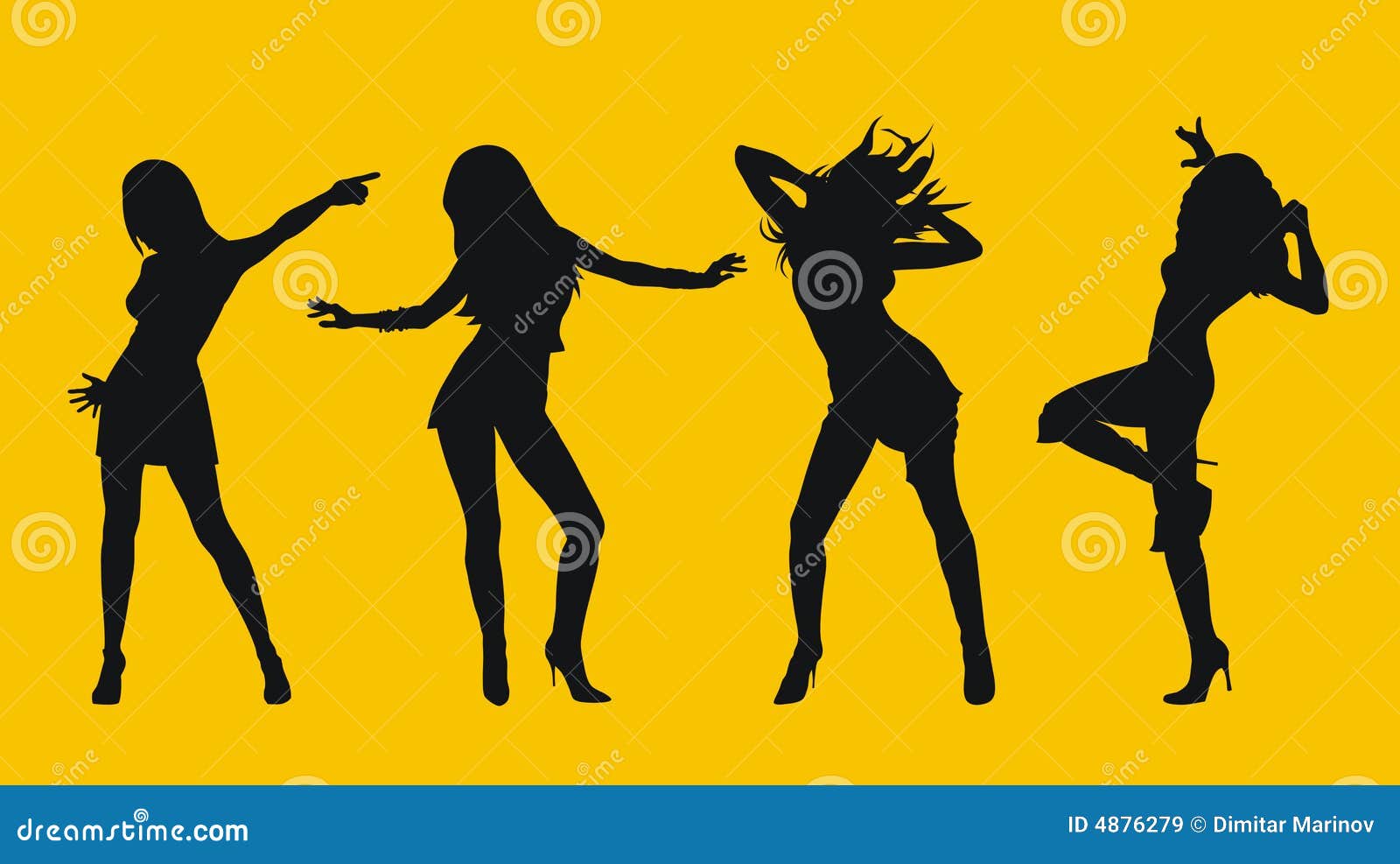Dansing girls stock vector. Illustration of silhouette - 4876279