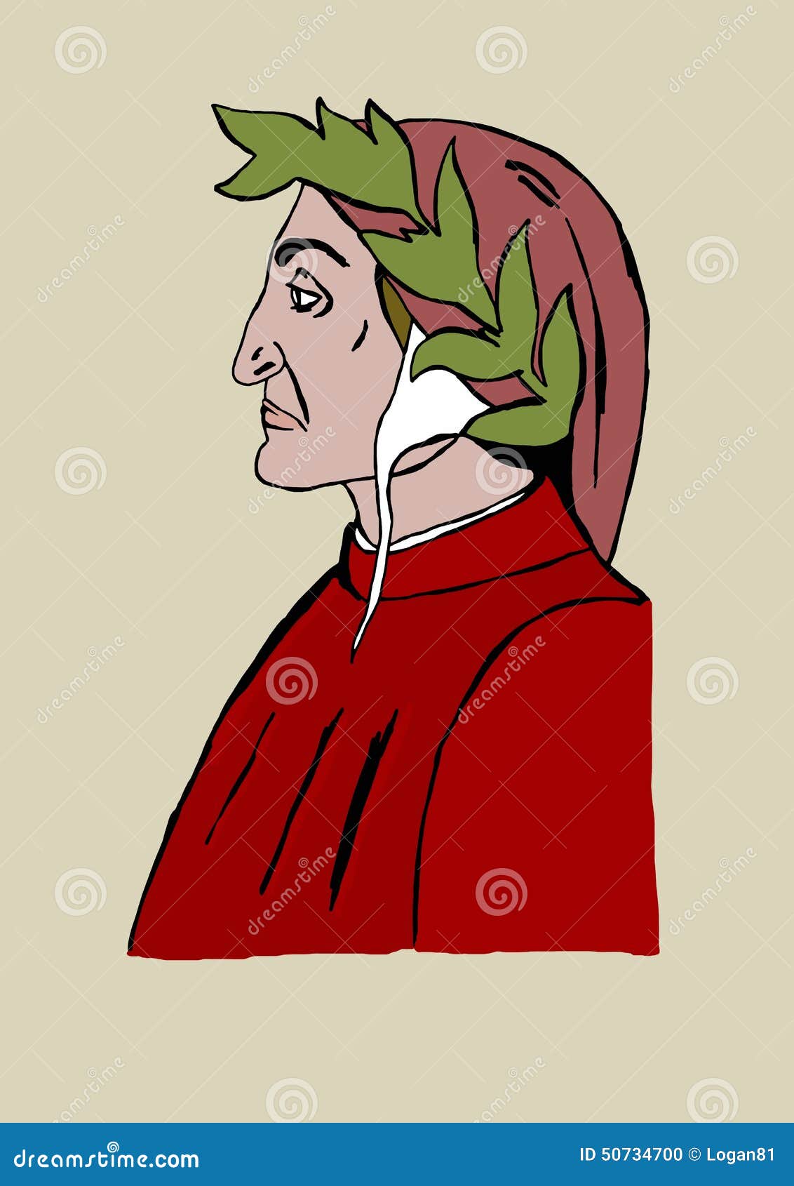 Dante Alighieri portrait stock illustration. Illustration of dante ...
