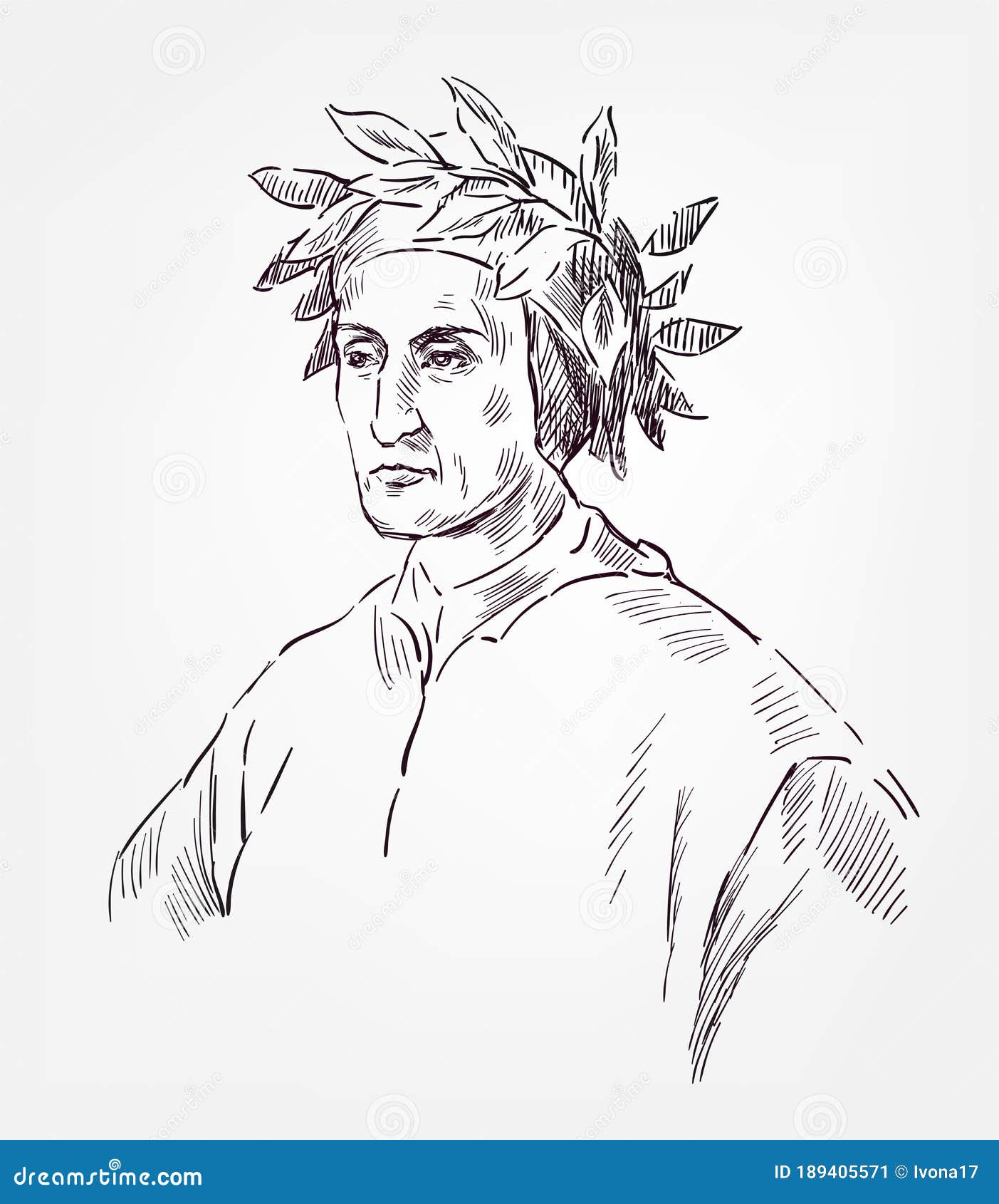 Dante Alighieri Sketch Style Vector Portrait Stock Vector ...