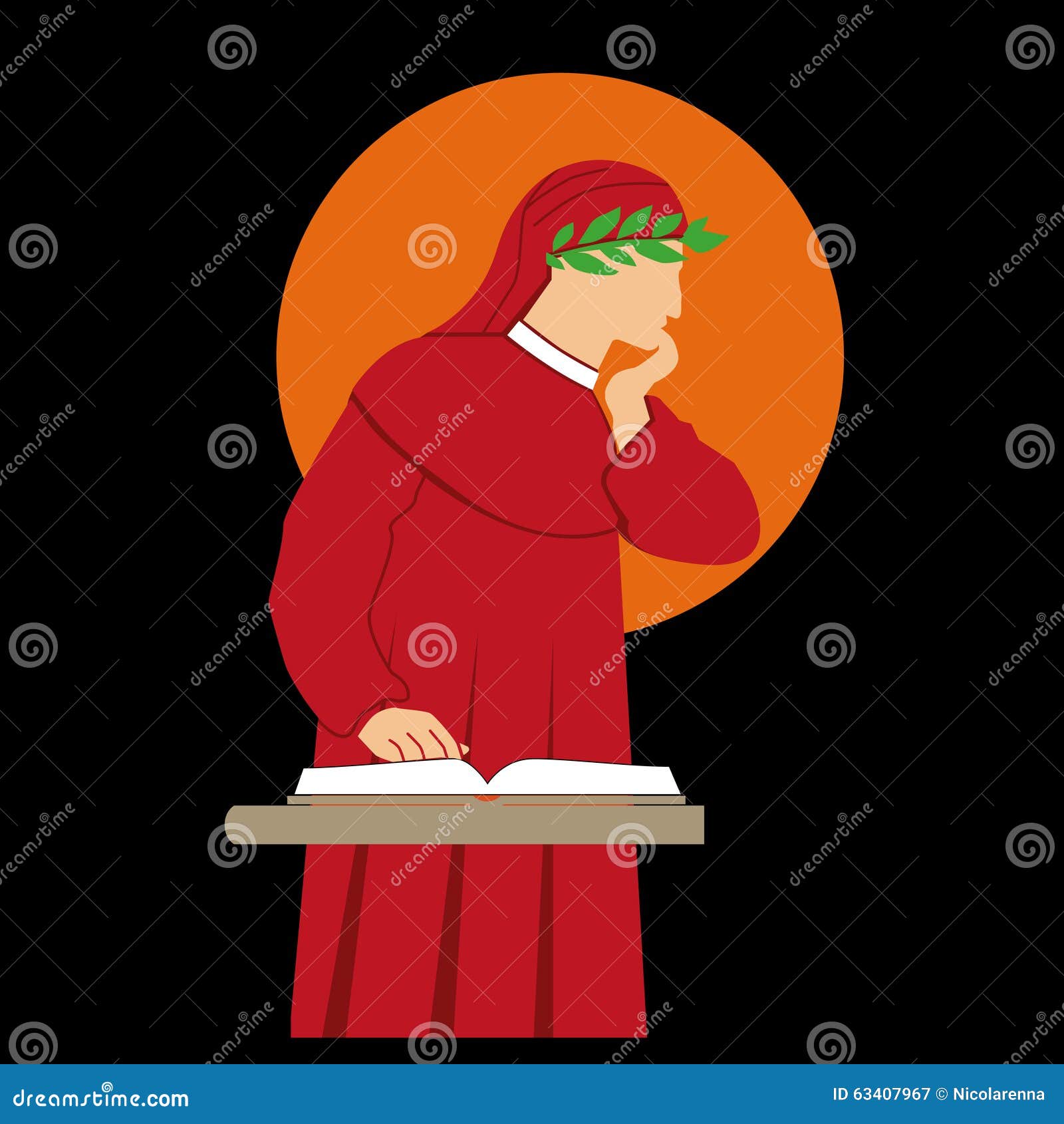 Dante Alighieri Vector Silhouette Stock Vector - Illustration of ...