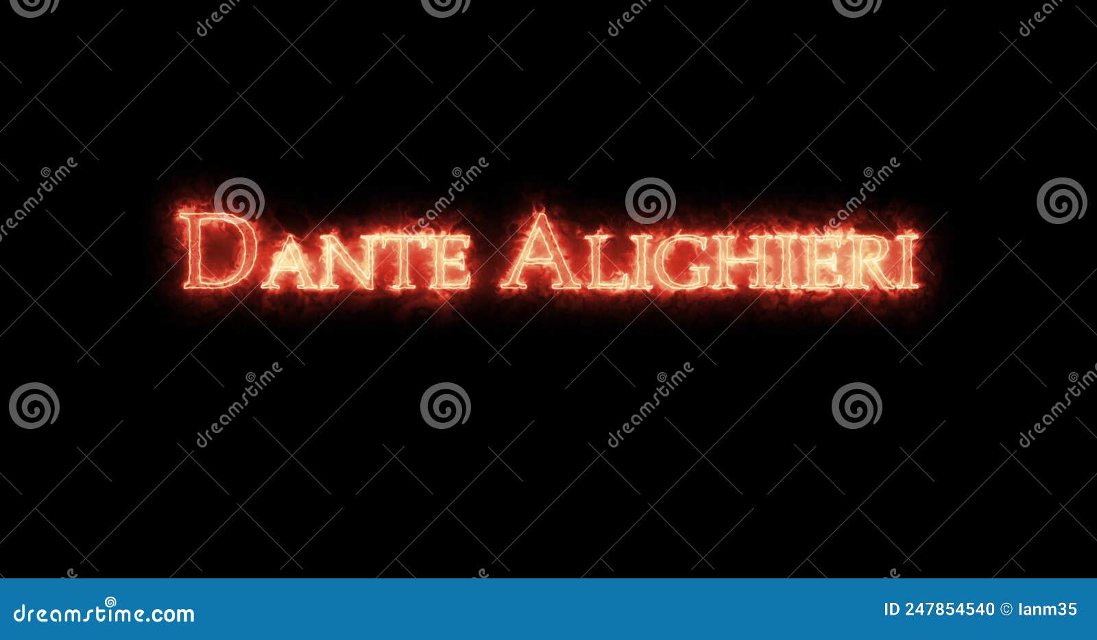 Dante Alighieri Written with Fire. Loop Stock Footage - Video of ...