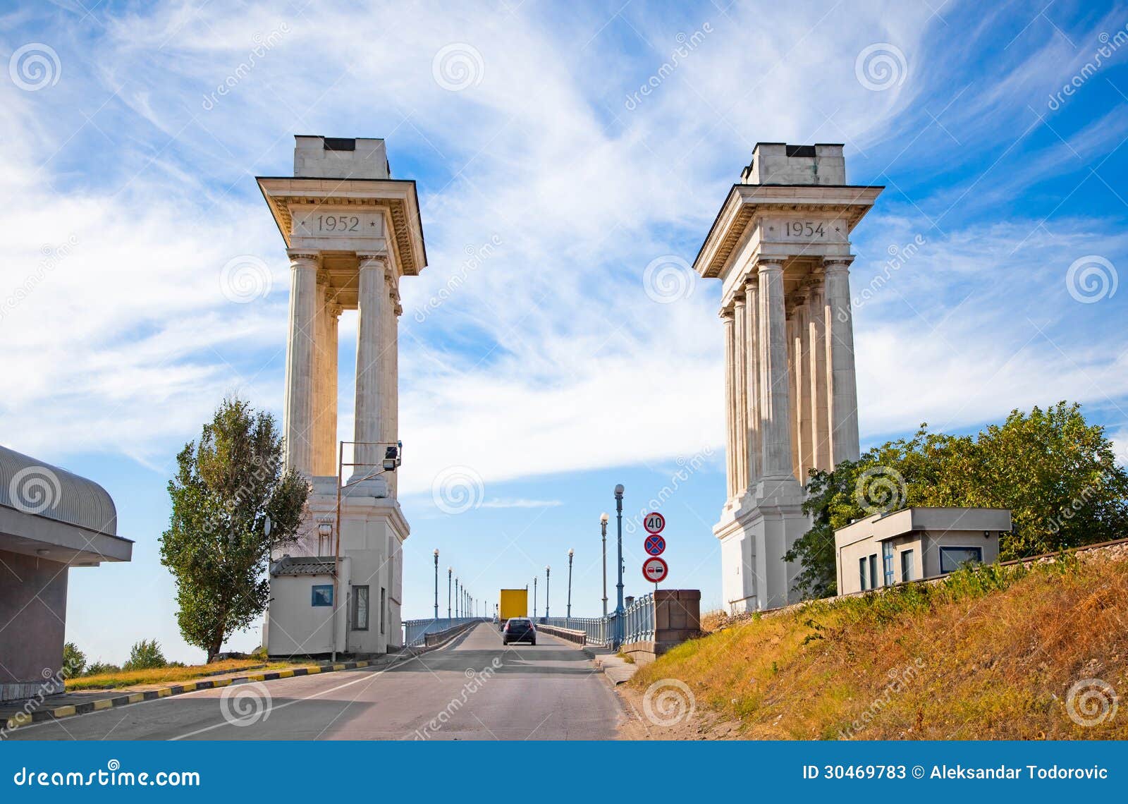 The Danube Bridge Shared by Bulgaria and Romania. Stock Image - Image ...