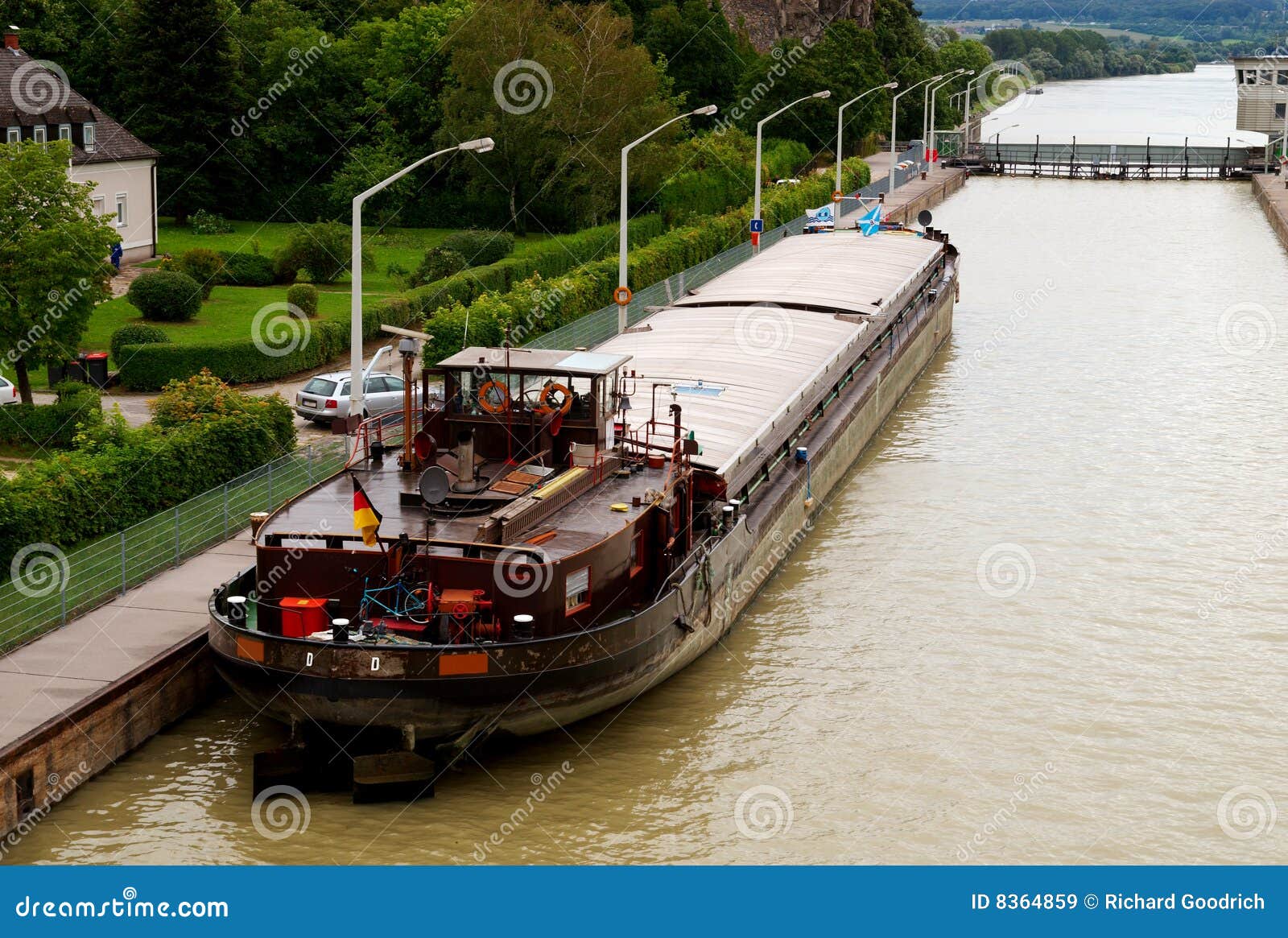River Barge In Front Of A Skyline Royalty-Free Stock Image ...