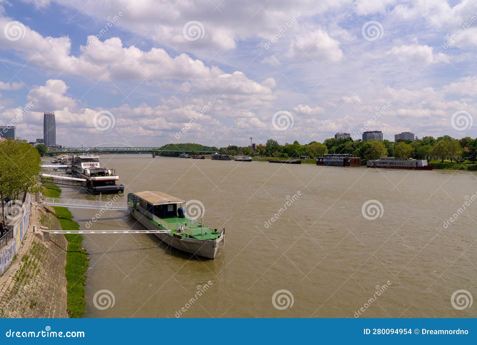 The Danube River Flowing through Bratislava, the Second Largest River ...