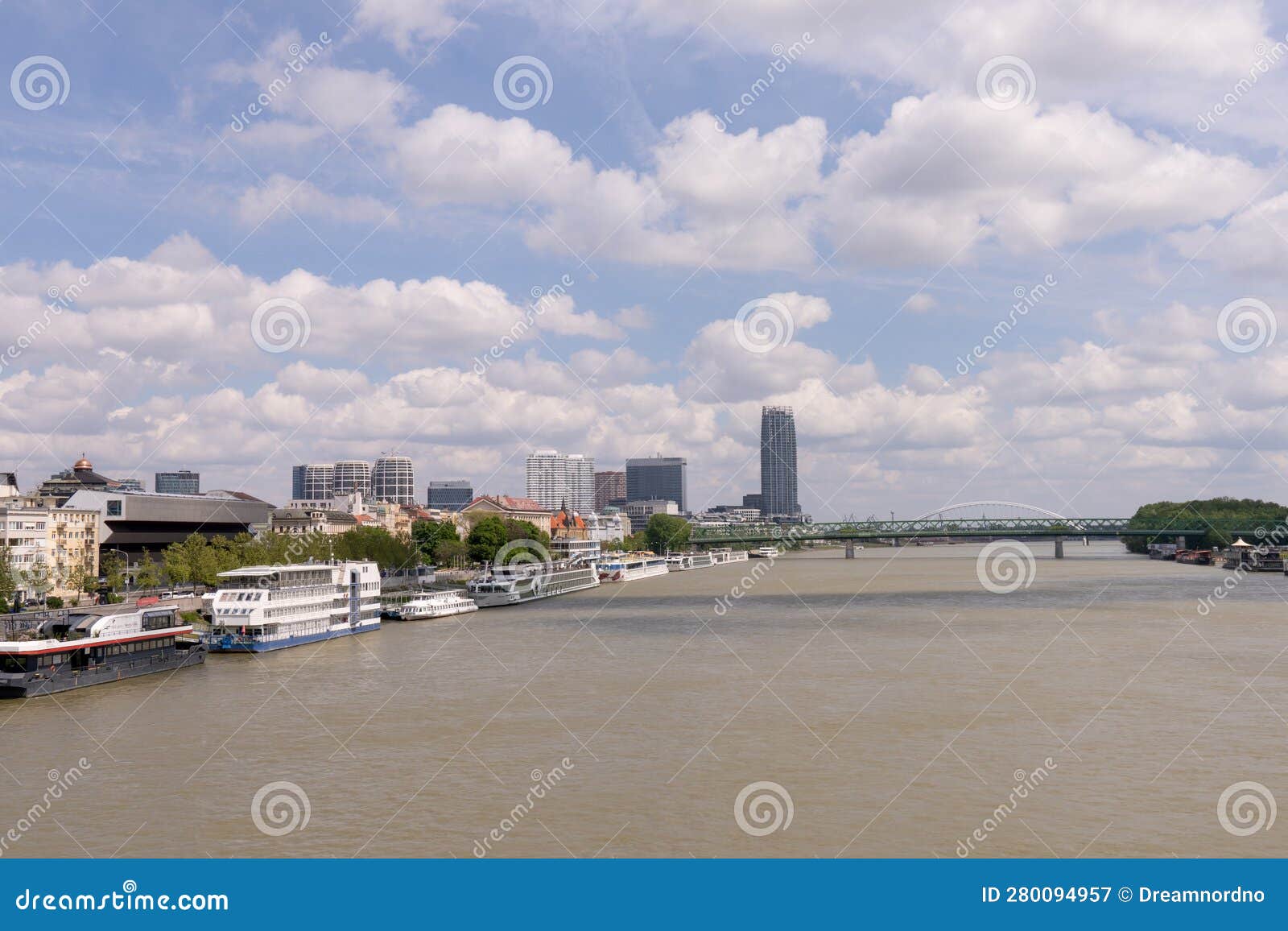 The Danube River Flowing through Bratislava, the Second Largest River ...