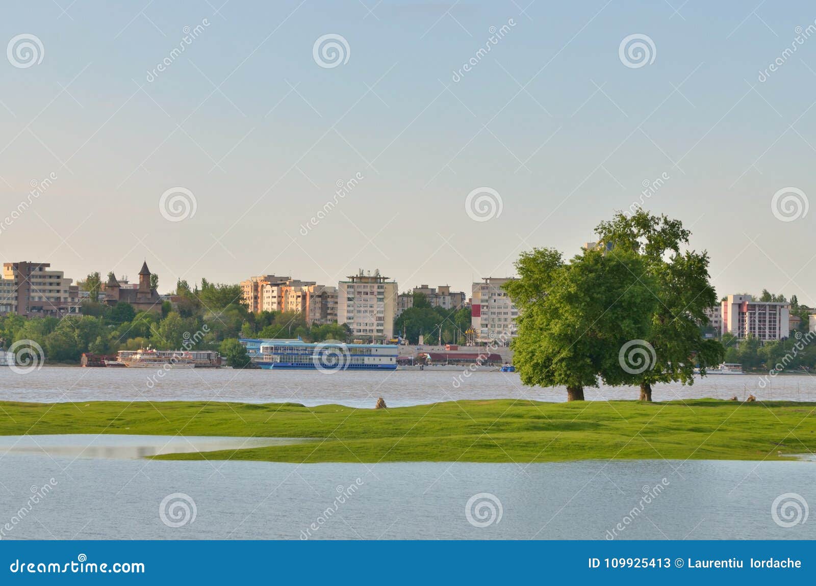 Danube River and Galati City Stock Image - Image of scenic, outdoors ...